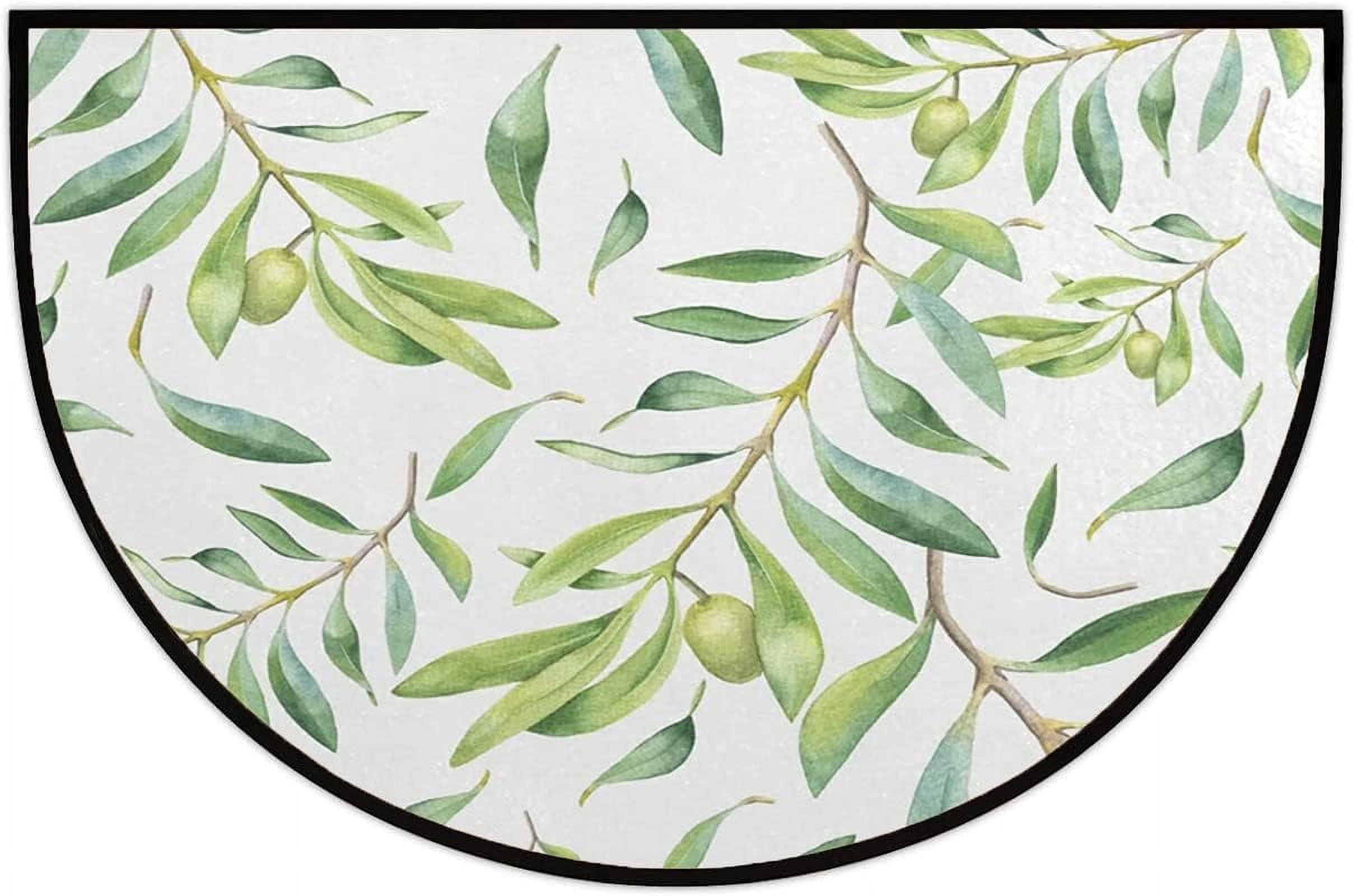 The Simply Rustic Barn Doormat Half Round Green Watercolor Olive Branch ...