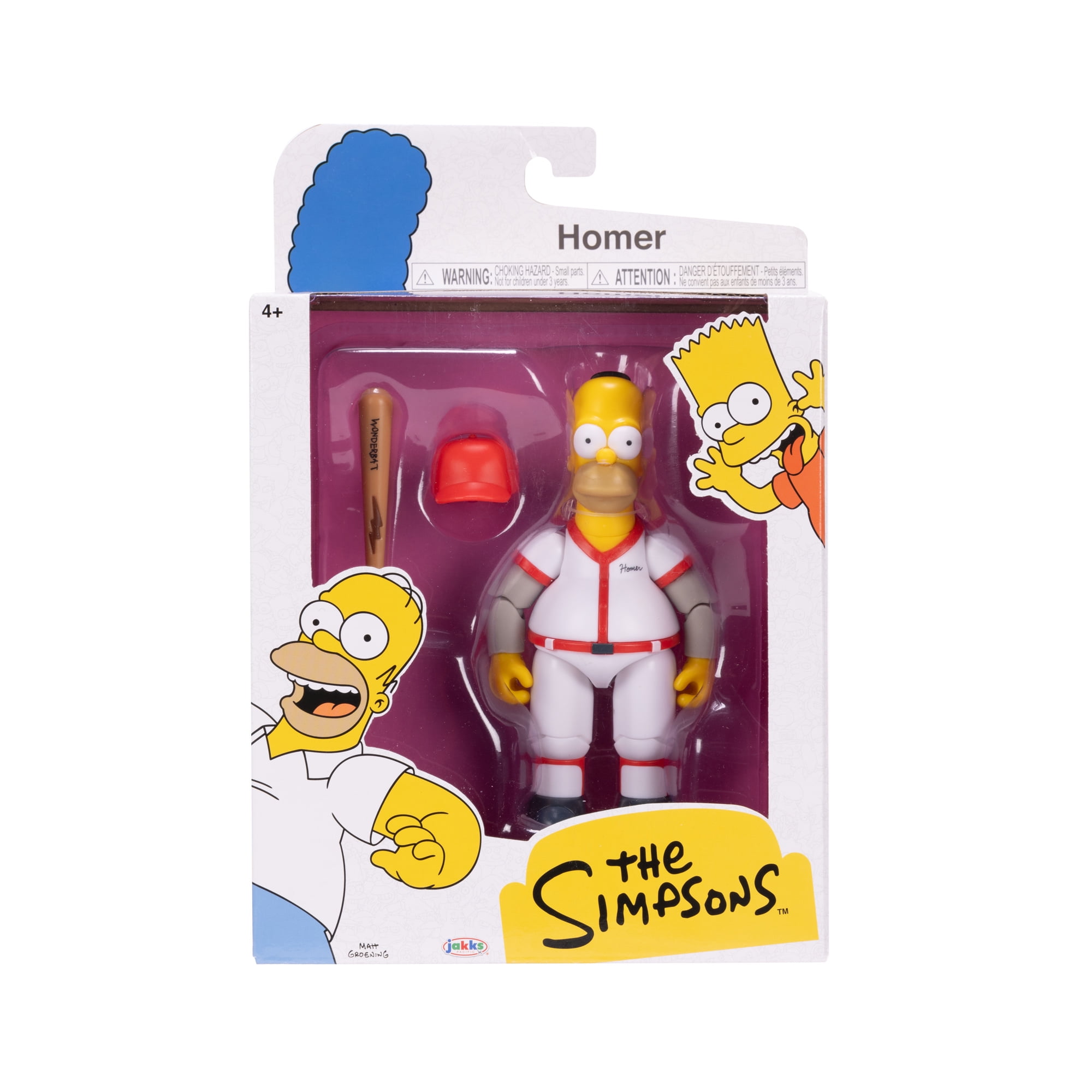 The Simpsons 5 inch Baseball Homer Action Figure with Bat & Removable ...