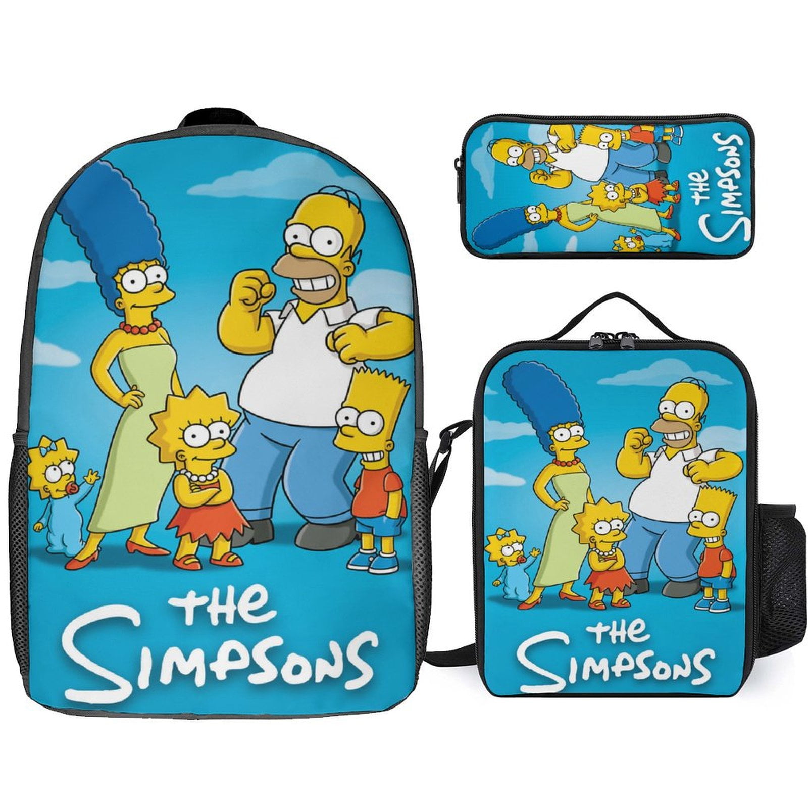 The Simpsons Backpacks 3 Piece Set Bookbag with Lunch Bag And Pencil ...