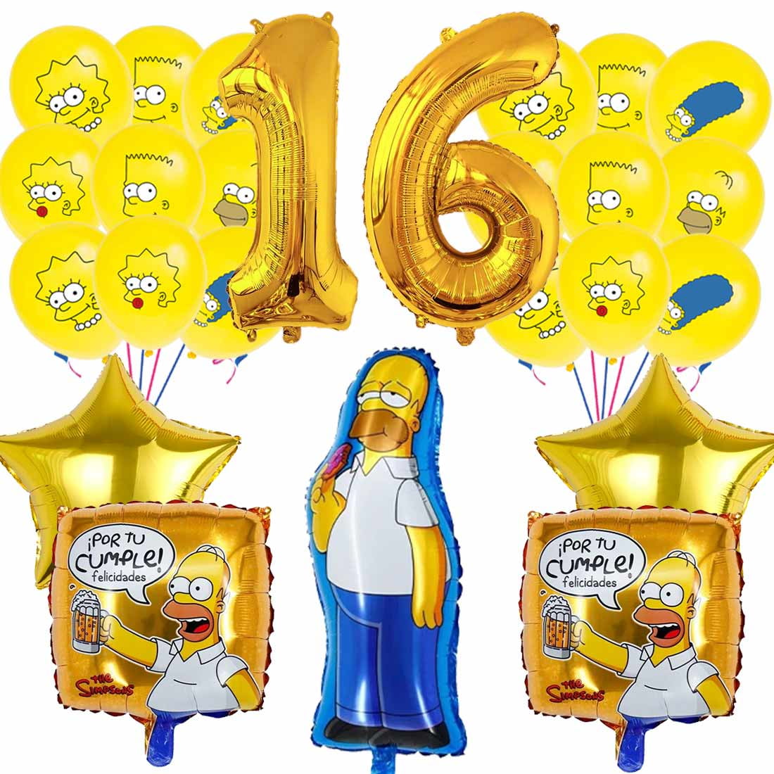 The Simpsons Balloons Party Supplies 16th Big Number Decorations Decor ...