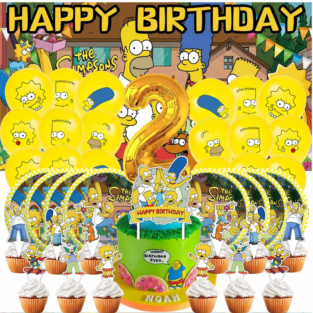 The Simpsons Balloons Party Supplies 2nd Decor Tableware Birthday Cake ...
