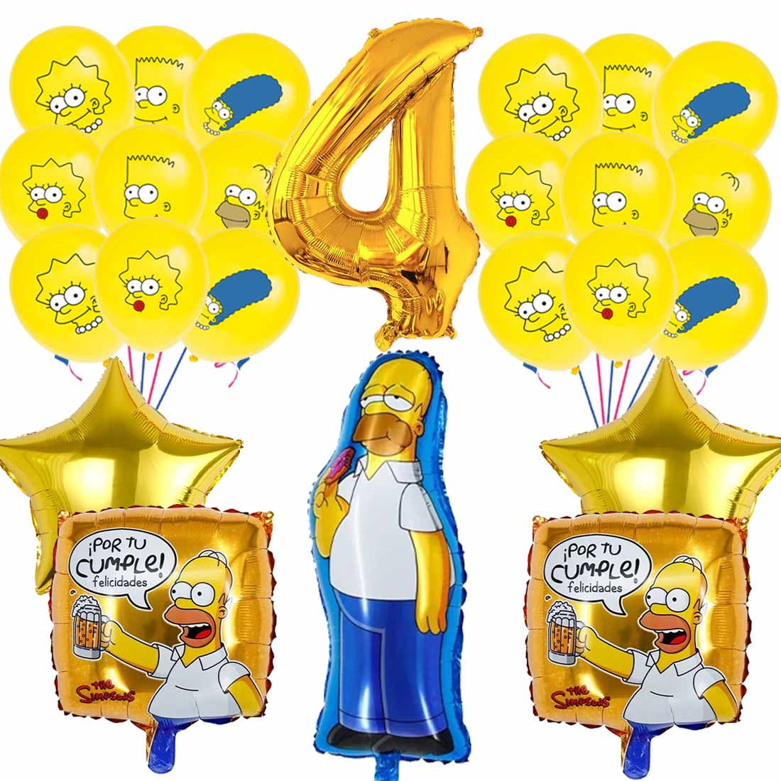 The Simpsons Balloons Party Supplies 4th Big Number Decorations Decor ...
