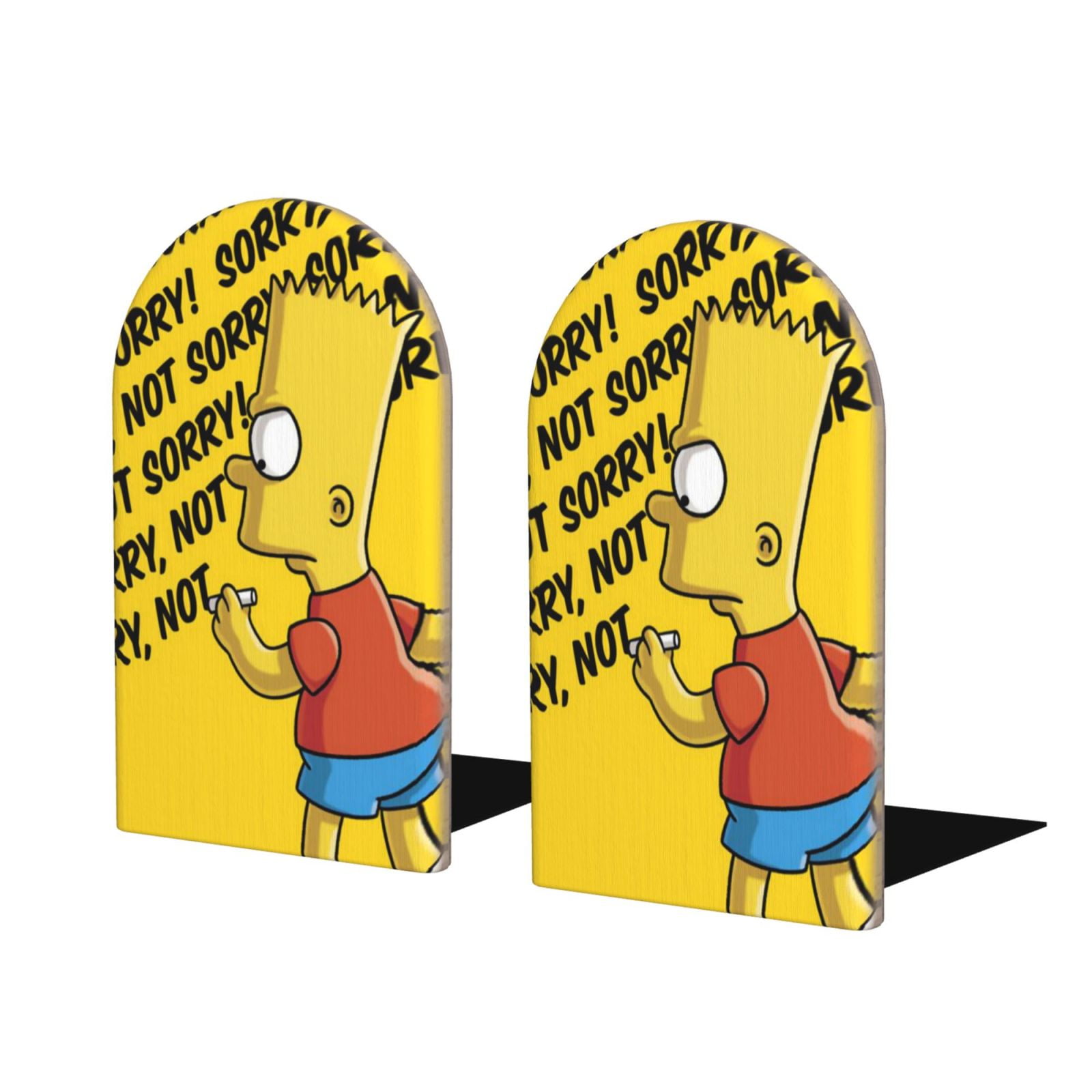 The Simpsons Bart Bookends Wood Book Divider Shelves Non-Skid Book ...