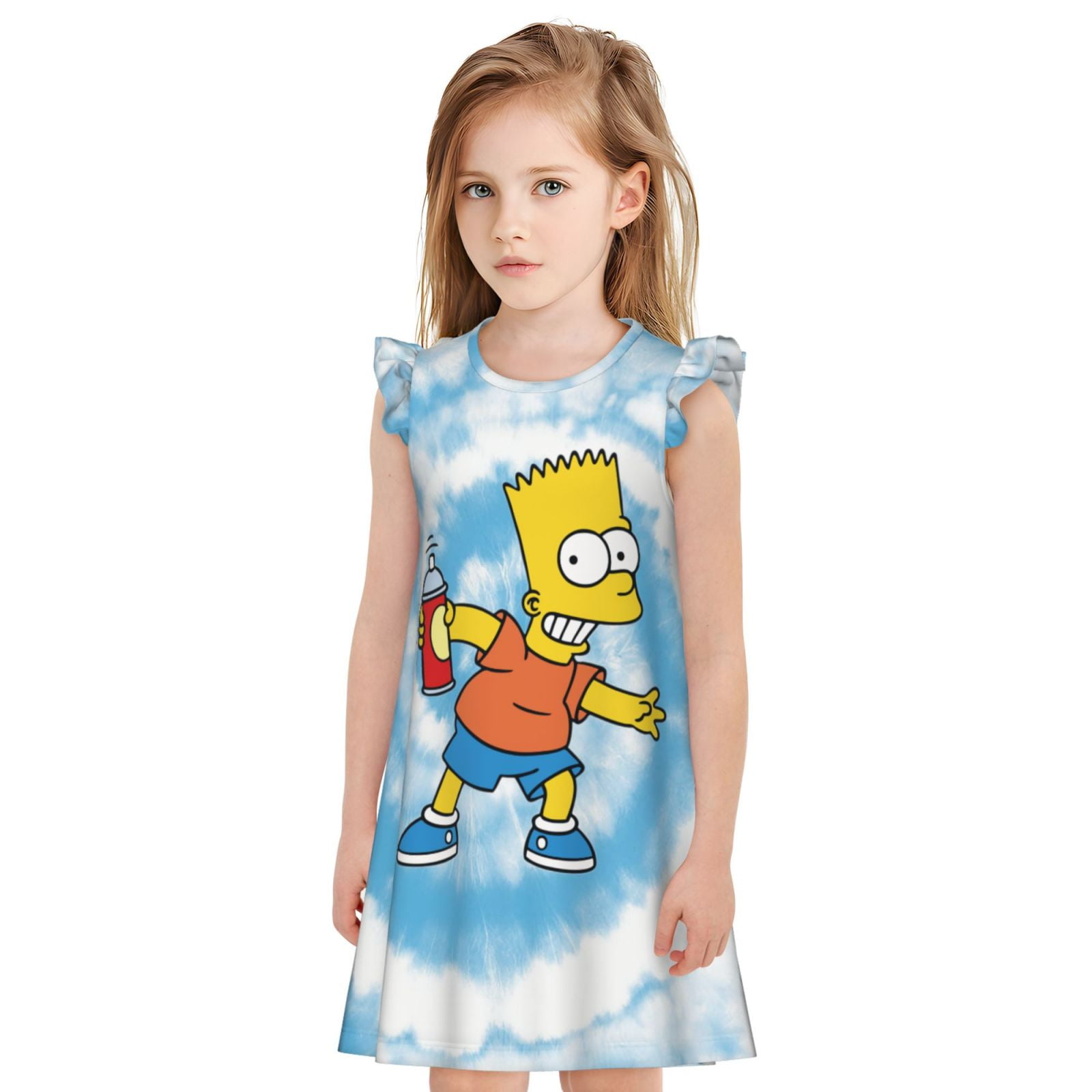 The Simpsons Bart Girl's Nightgowns Pajamas Dress Soft Children ...