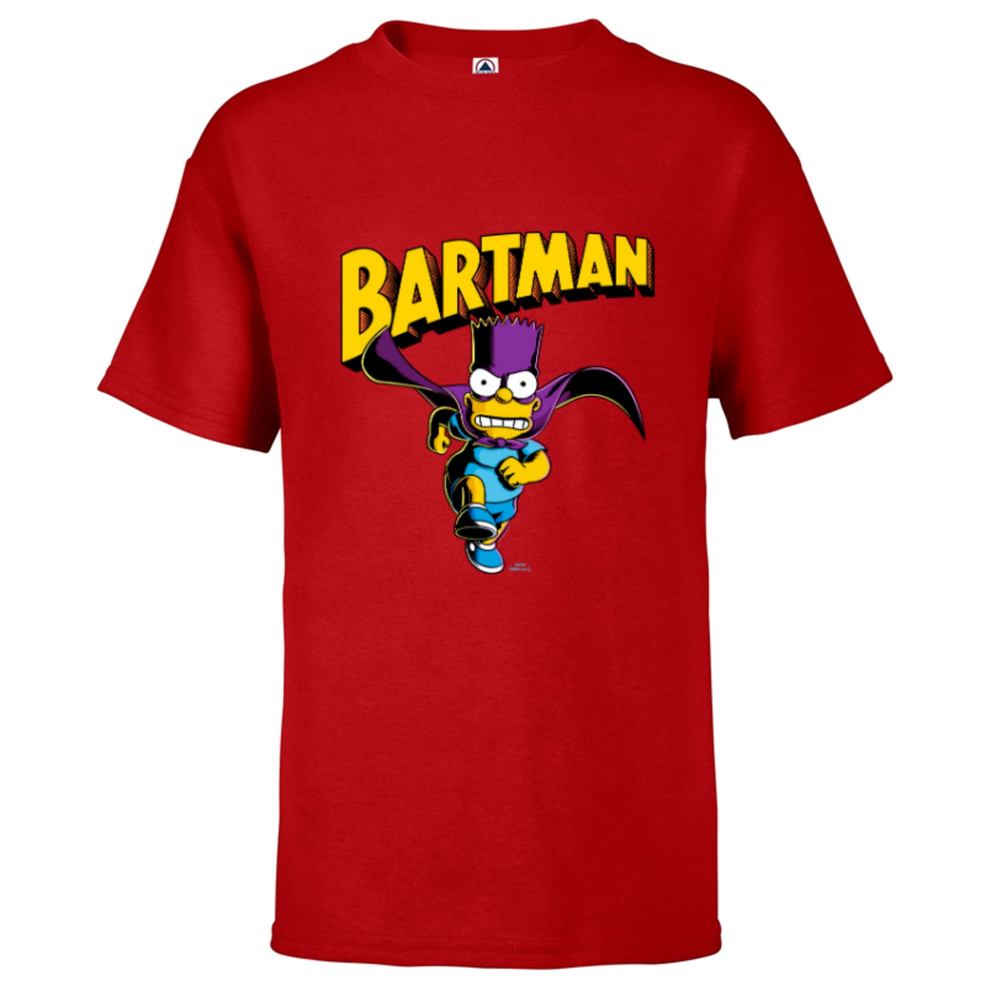 The Simpsons Bart Simpson Bartman Running Super Hero Logo- Short Sleeve ...