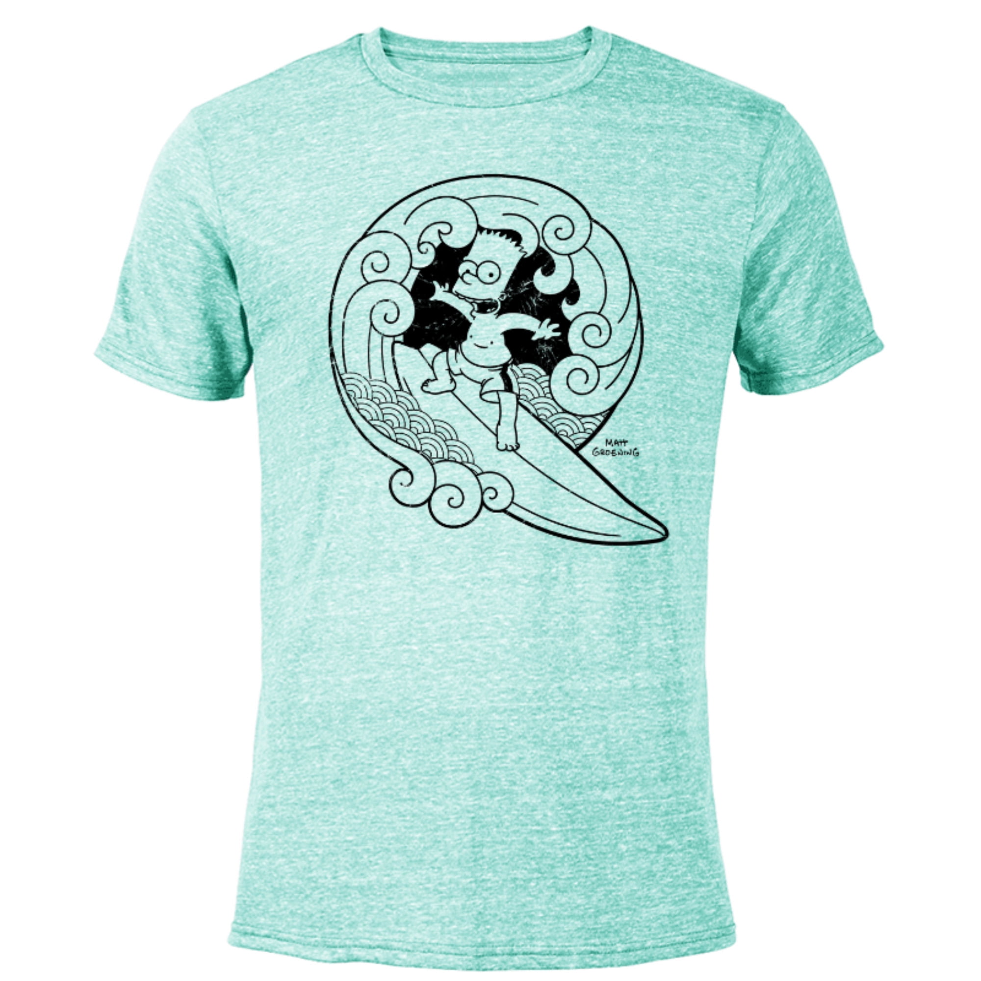 The Simpsons Bart Surfing Japanese Woodblock - Short Sleeve Blended T ...