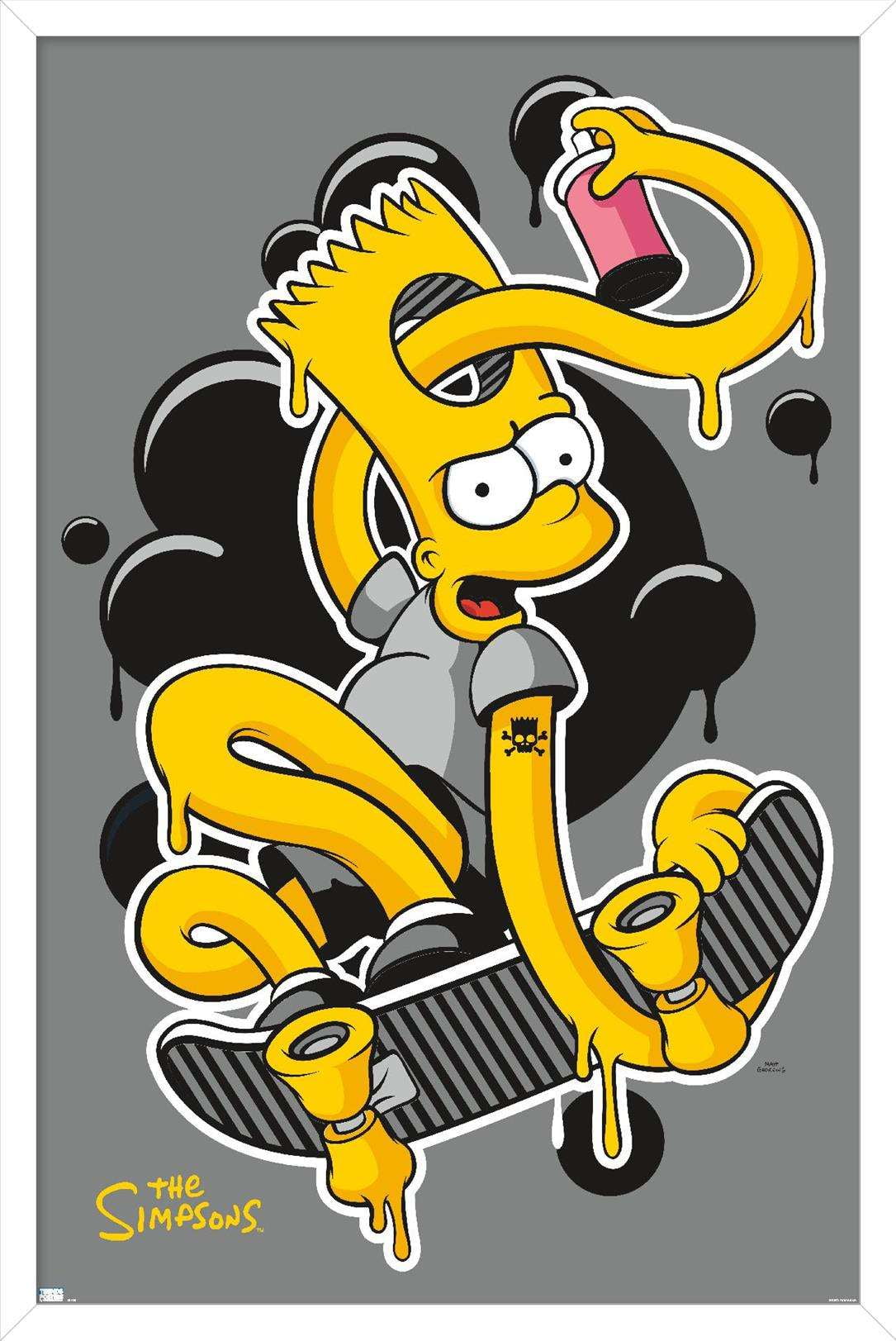 The Simpsons - Bart Warped Skater Wall Poster, 22.375" x 34", Framed ...
