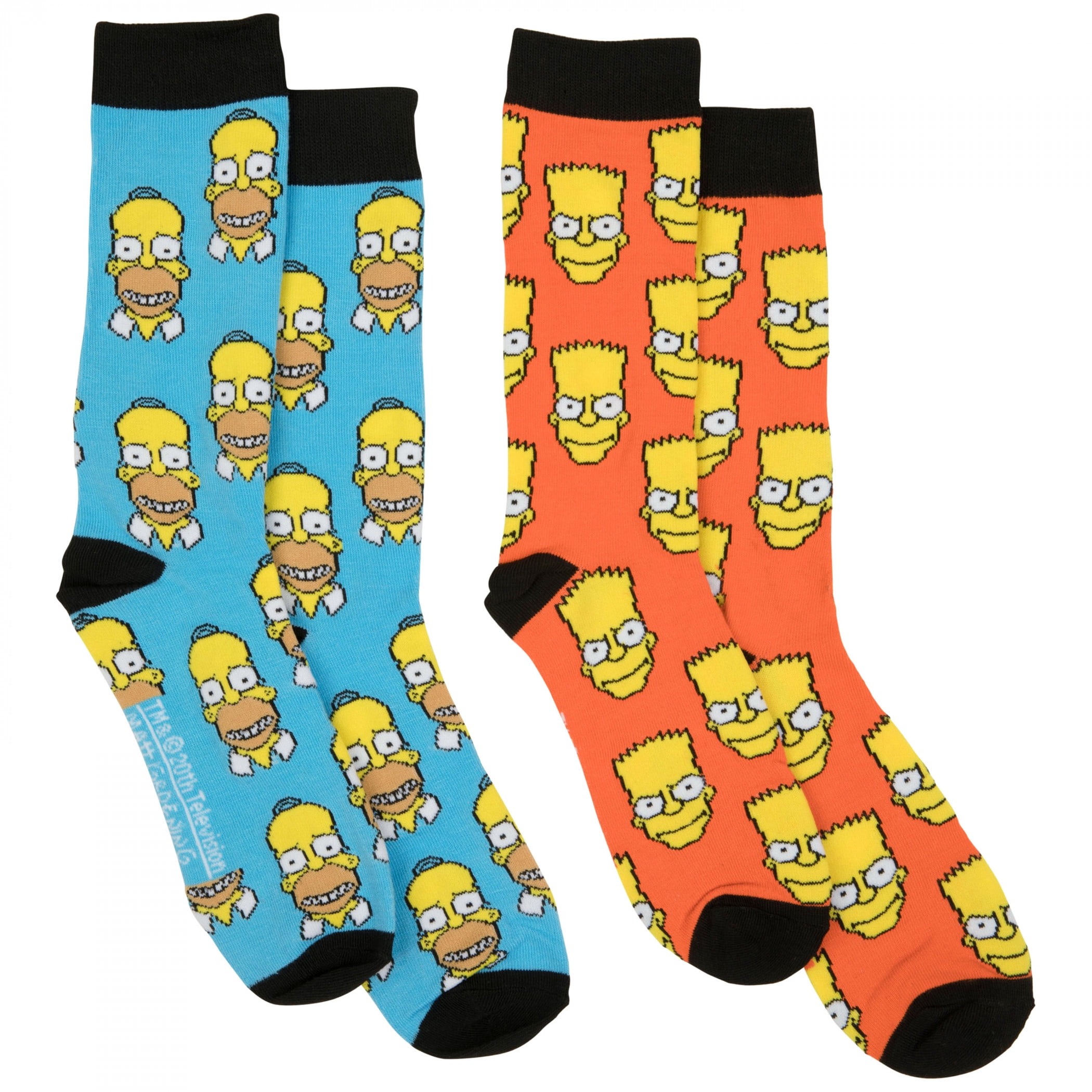 The Simpsons Bart and Homer 2-Pair Pack of Casual Crew Socks - Walmart.com