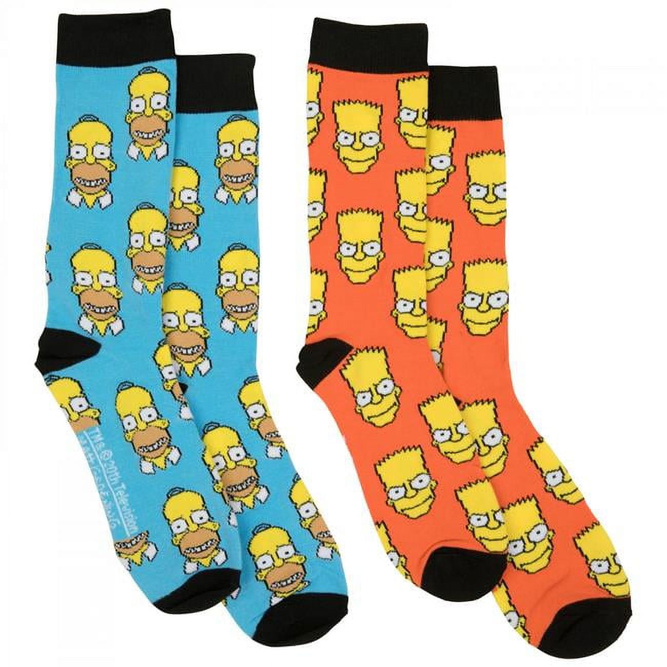 The Simpsons Bart and Homer 2-Pair Pack of Casual Crew Socks - Walmart.com