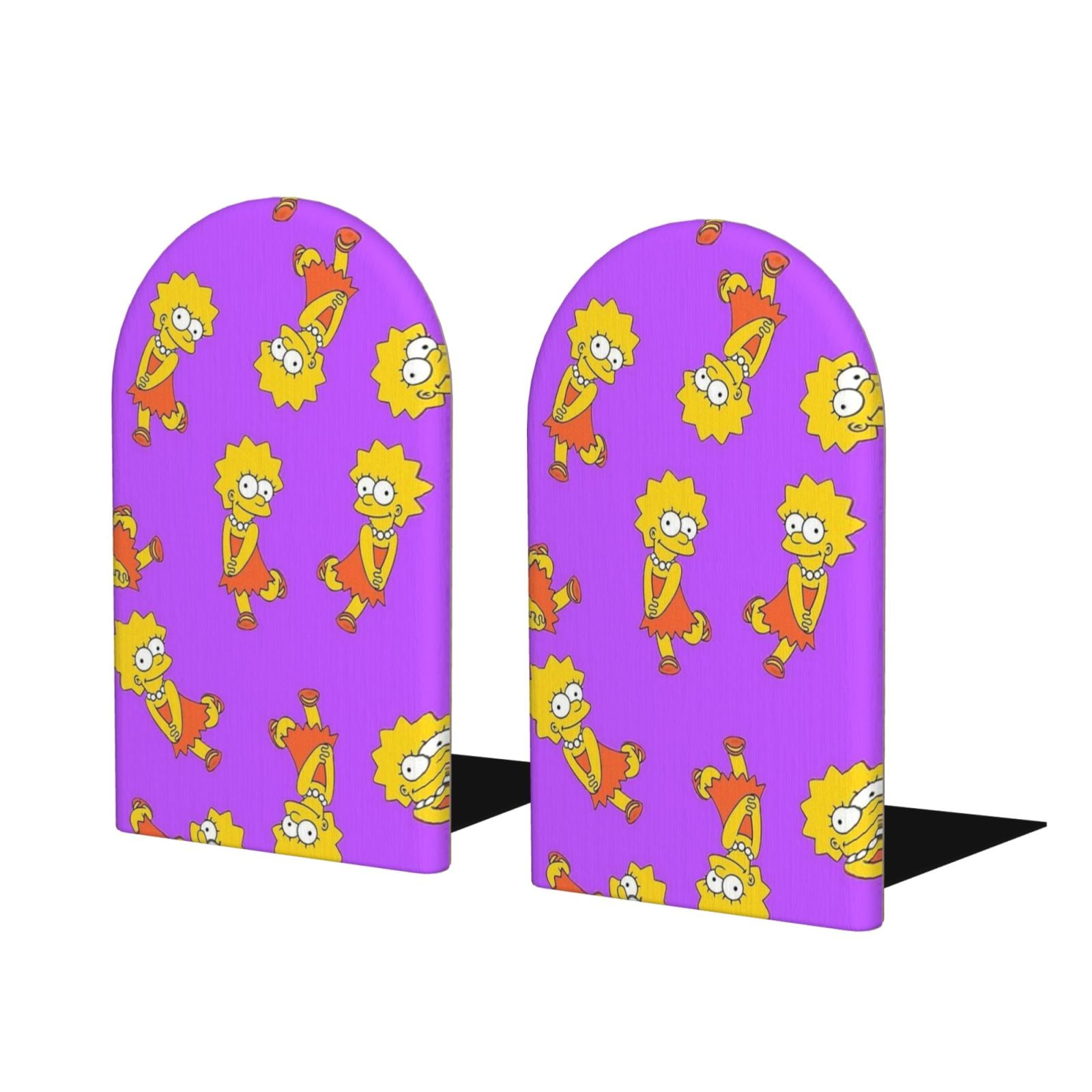 The Simpsons Bookends Wood Book Divider Shelves Non-Skid Book Stand 2 ...