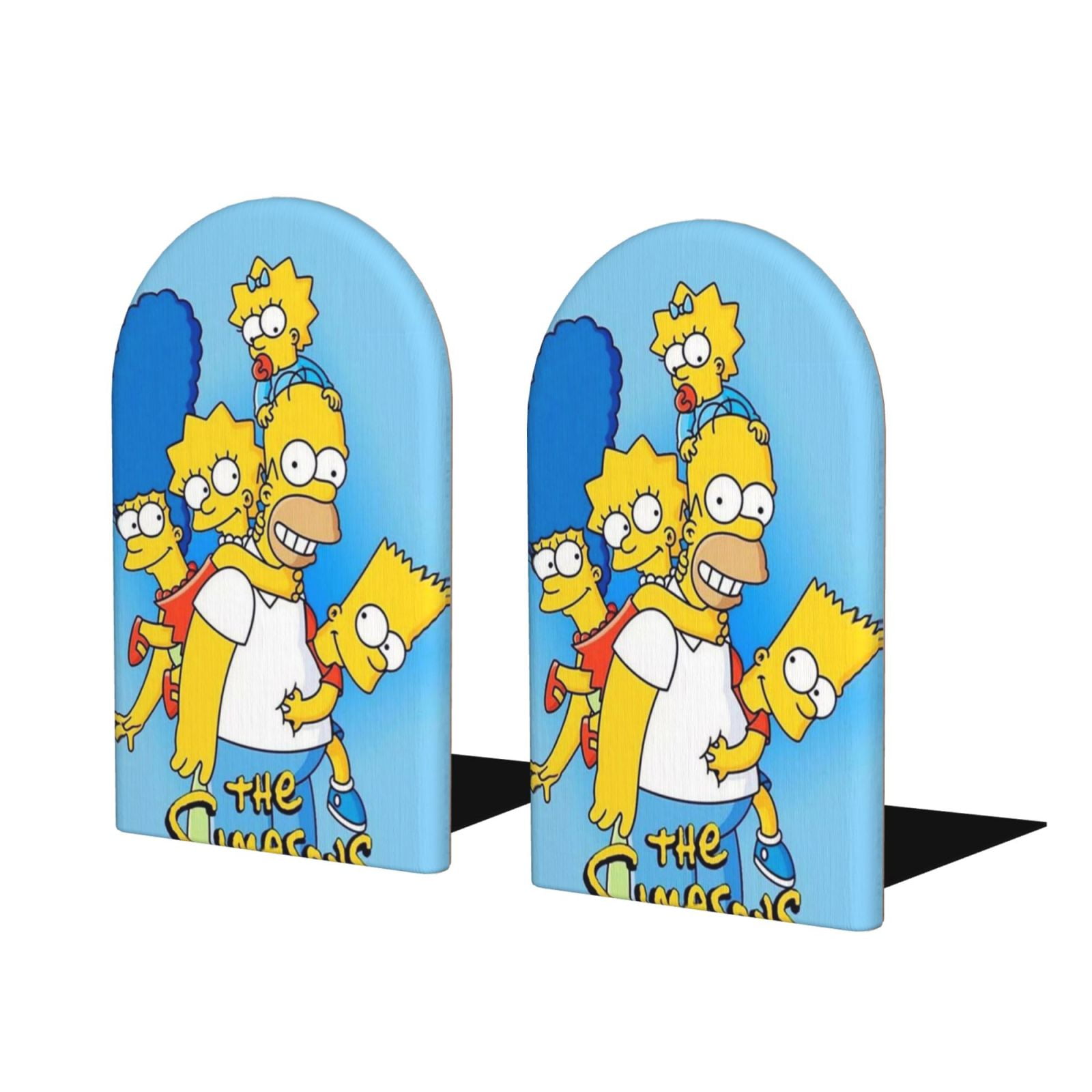 The Simpsons Bookends Wood Book Divider Shelves Non-Skid Book Stand 2 ...