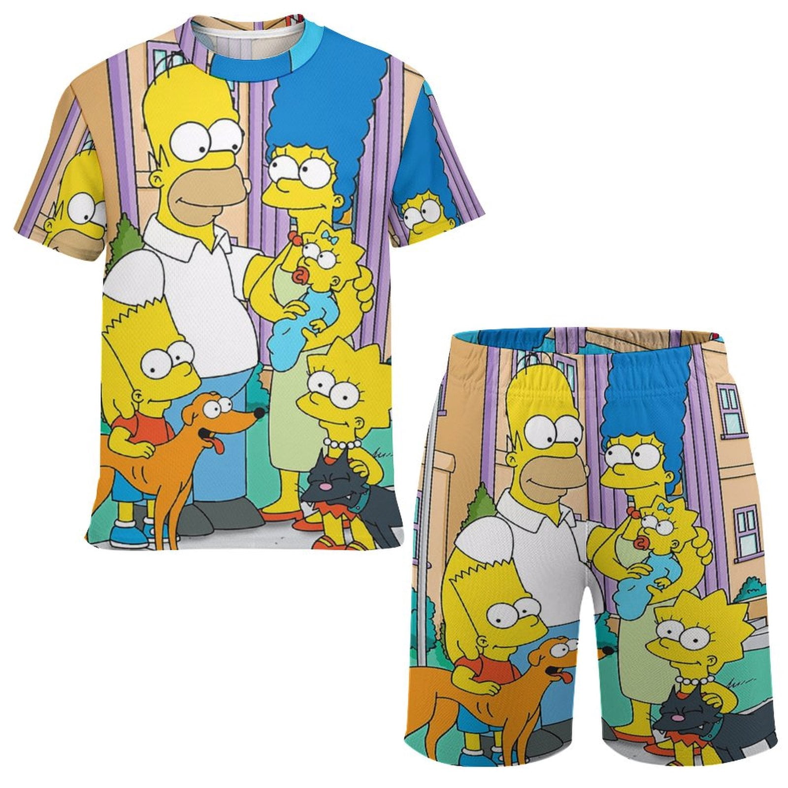 The Simpsons Boys Short Sleeve T-Shirt And Shorts Outfit Set Activewear ...