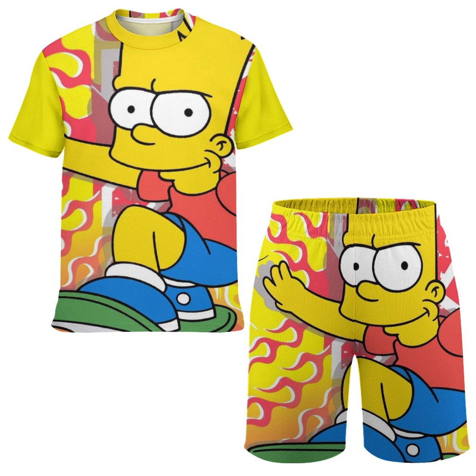 The Simpsons Boys Short Sleeve T-Shirt And Shorts Outfit Set Activewear ...