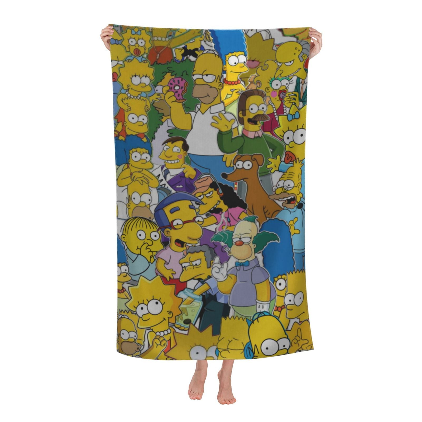 The Simpsons Cartoon Bath Towel Microfiber Soft Absorbent Beach Towel ...