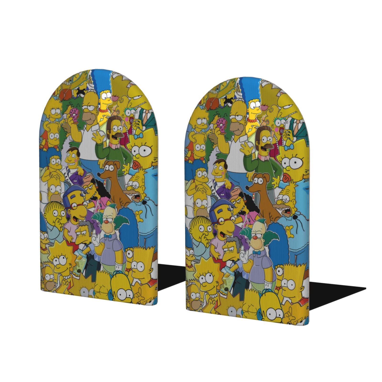 The Simpsons Cartoon Bookends Wood Book Divider Shelves Non-Skid Book ...