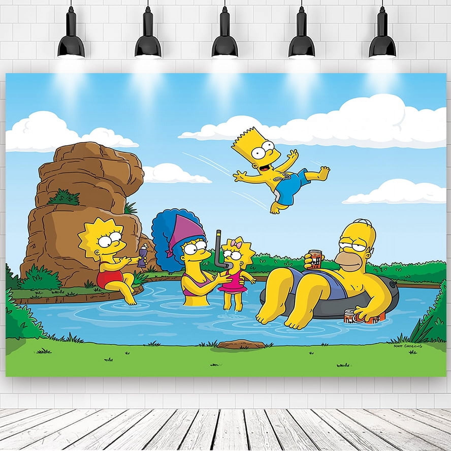 The Simpsons Cartoon Theme Birthday Flag Background Banner Children's ...