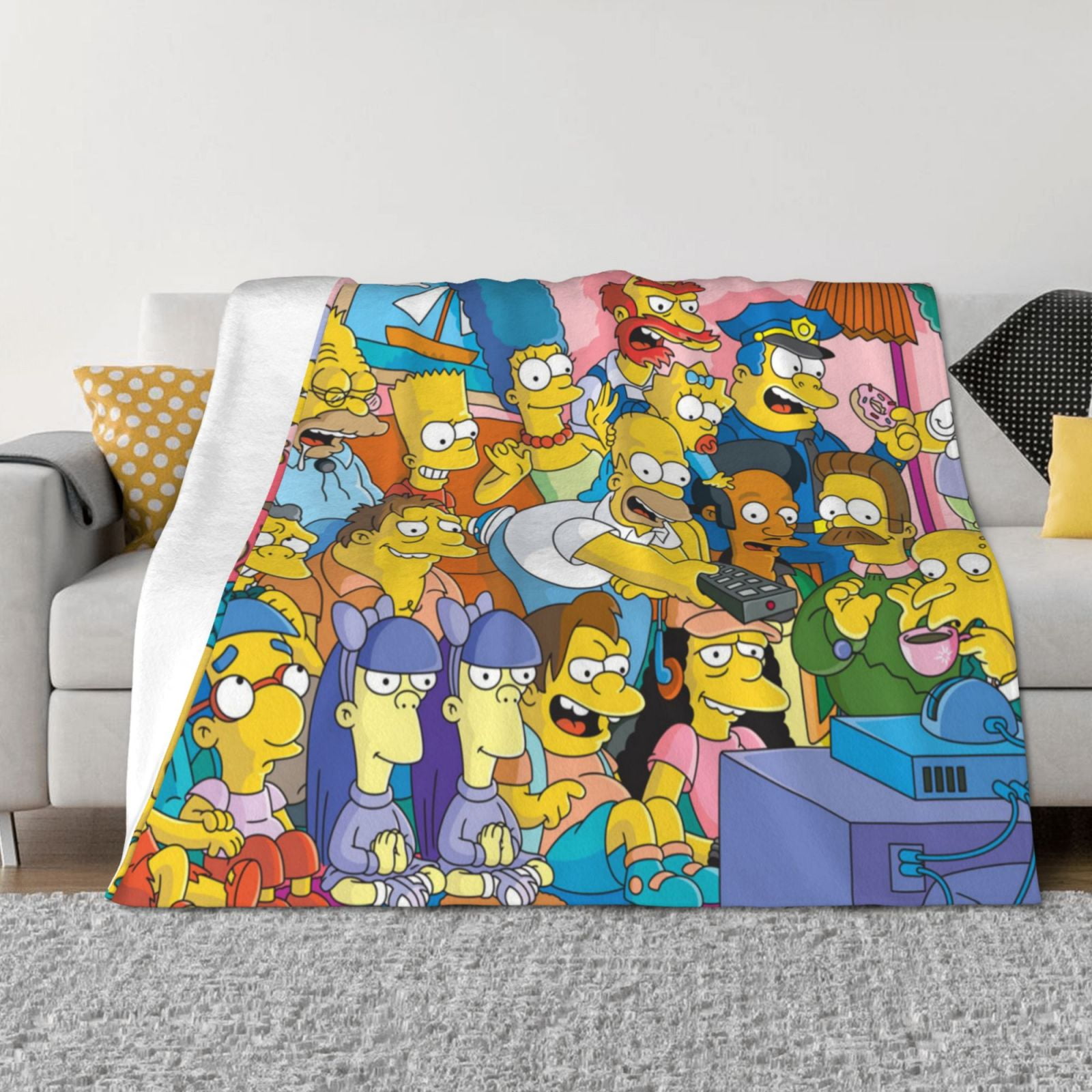 The Simpsons Character Blanket Cozy Soft Fleece Flannel Bed Blanket All ...