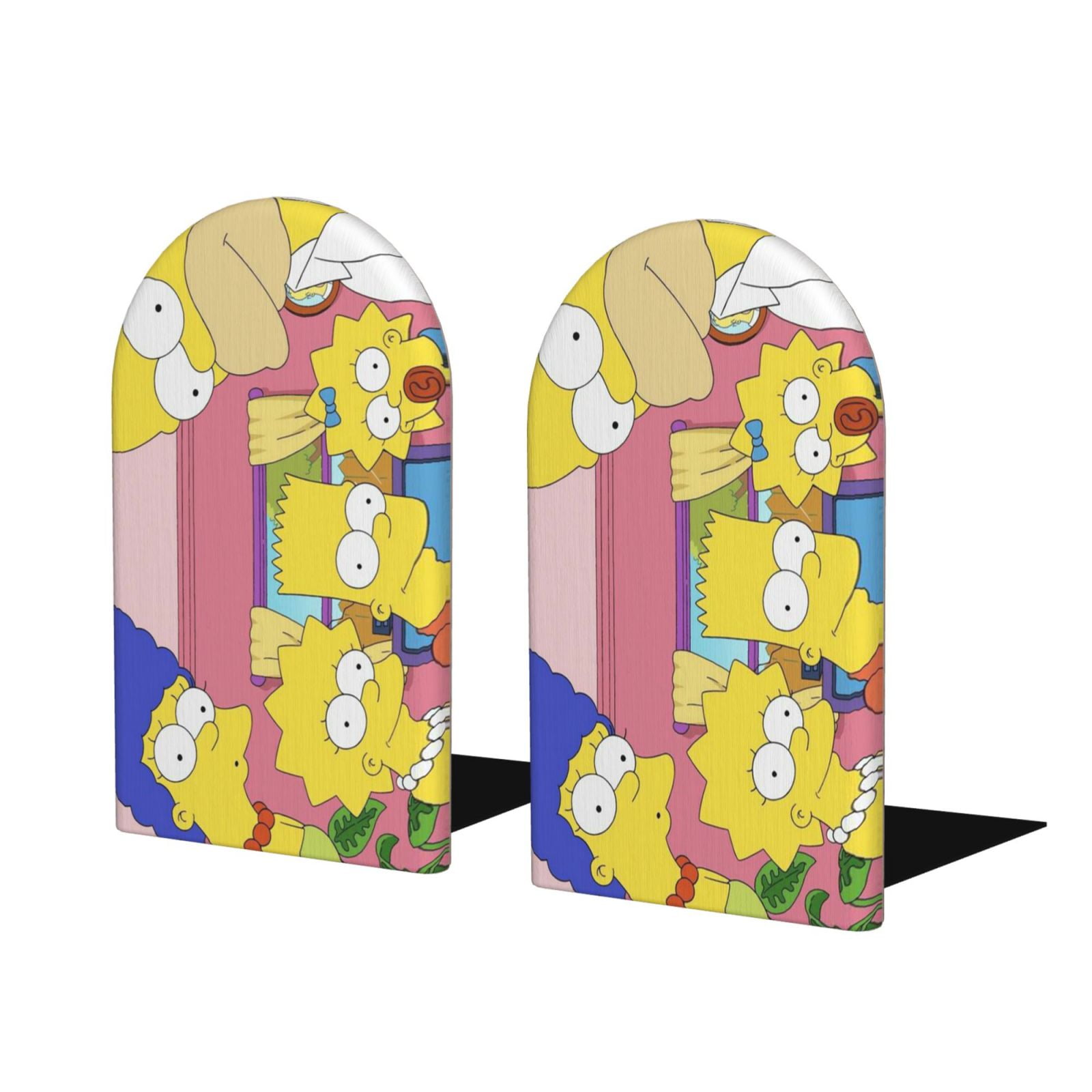 The Simpsons Family Bookends Wood Book Divider Shelves Non-Skid Book ...
