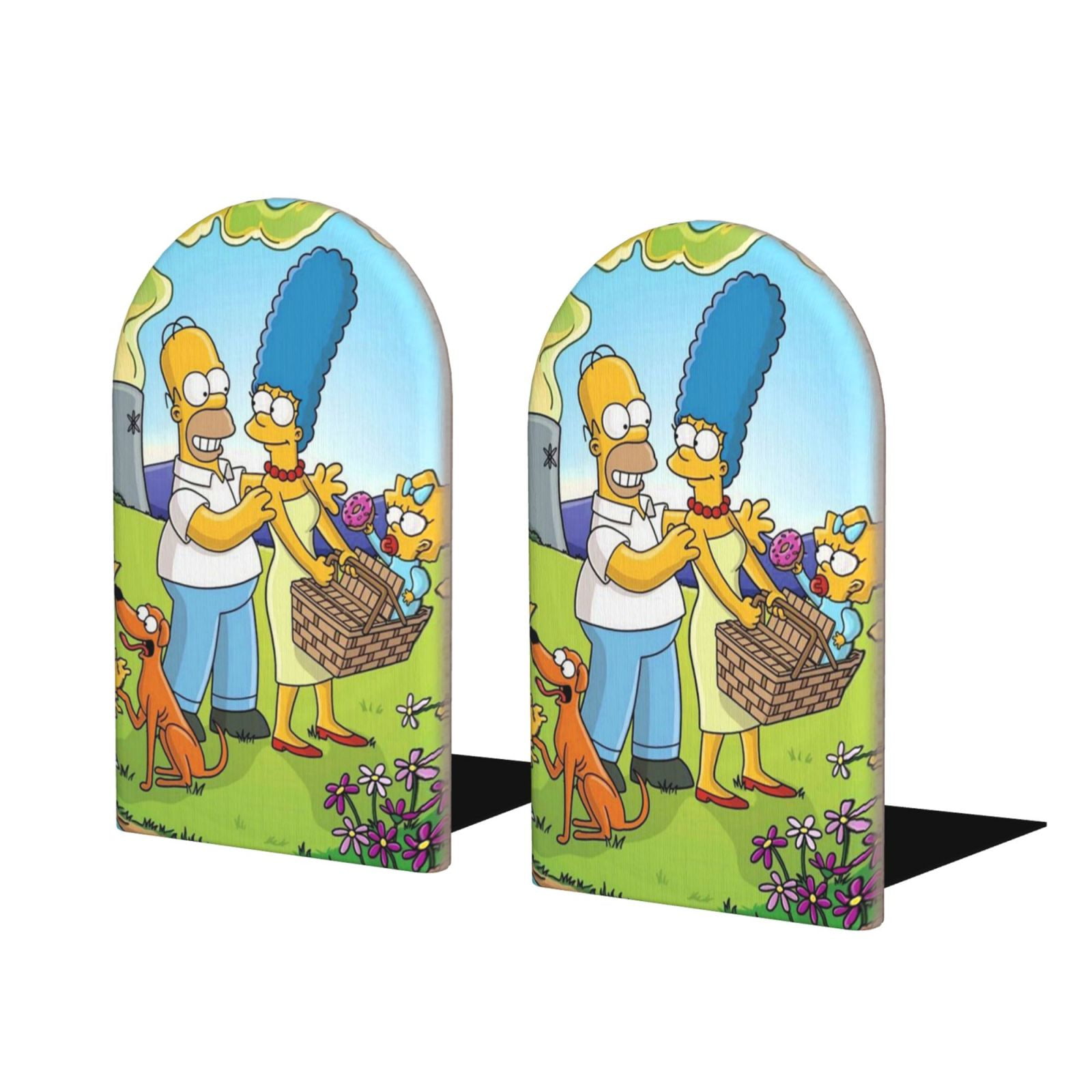 The Simpsons Family Bookends Wood Book Divider Shelves Non-Skid Book ...
