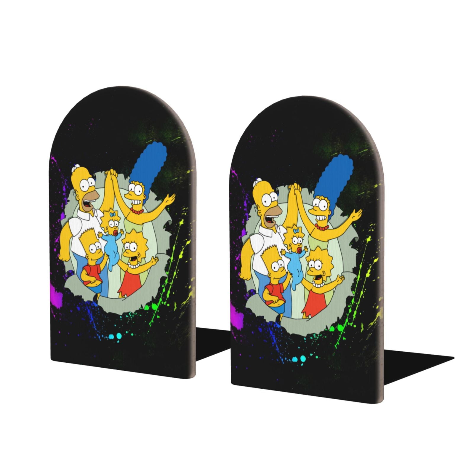 The Simpsons Family Bookends Wood Book Divider Shelves Non-Skid Book ...