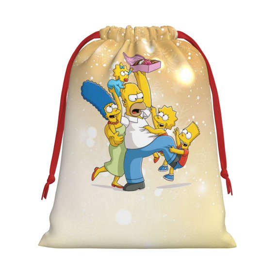 The Simpsons Family Christmas Gift Bag Drawstring Xmas Candy Gift Bag ...