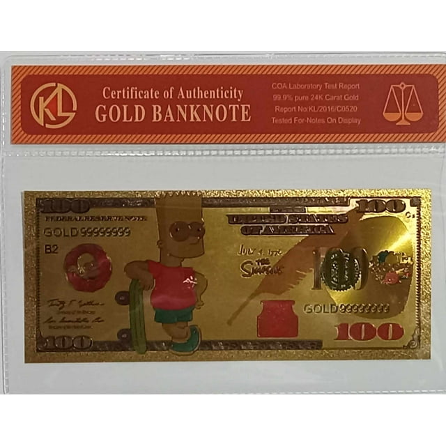 The Simpsons Featuring Bart Simpson 24KT Gold Foil Collectible Bank ...