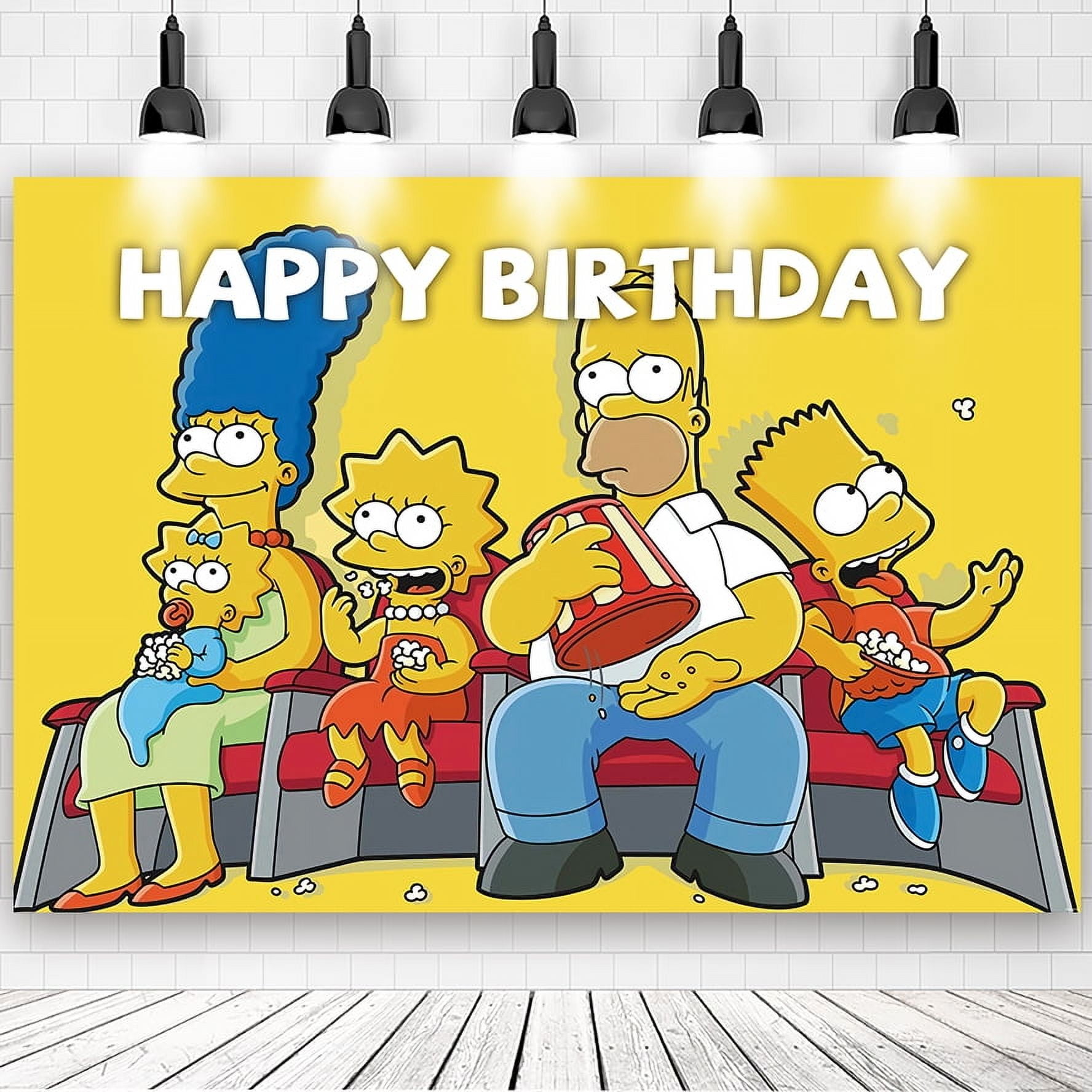The Simpsons Happy Birthday Anime Cartoon Theme Backdrops Banner ...