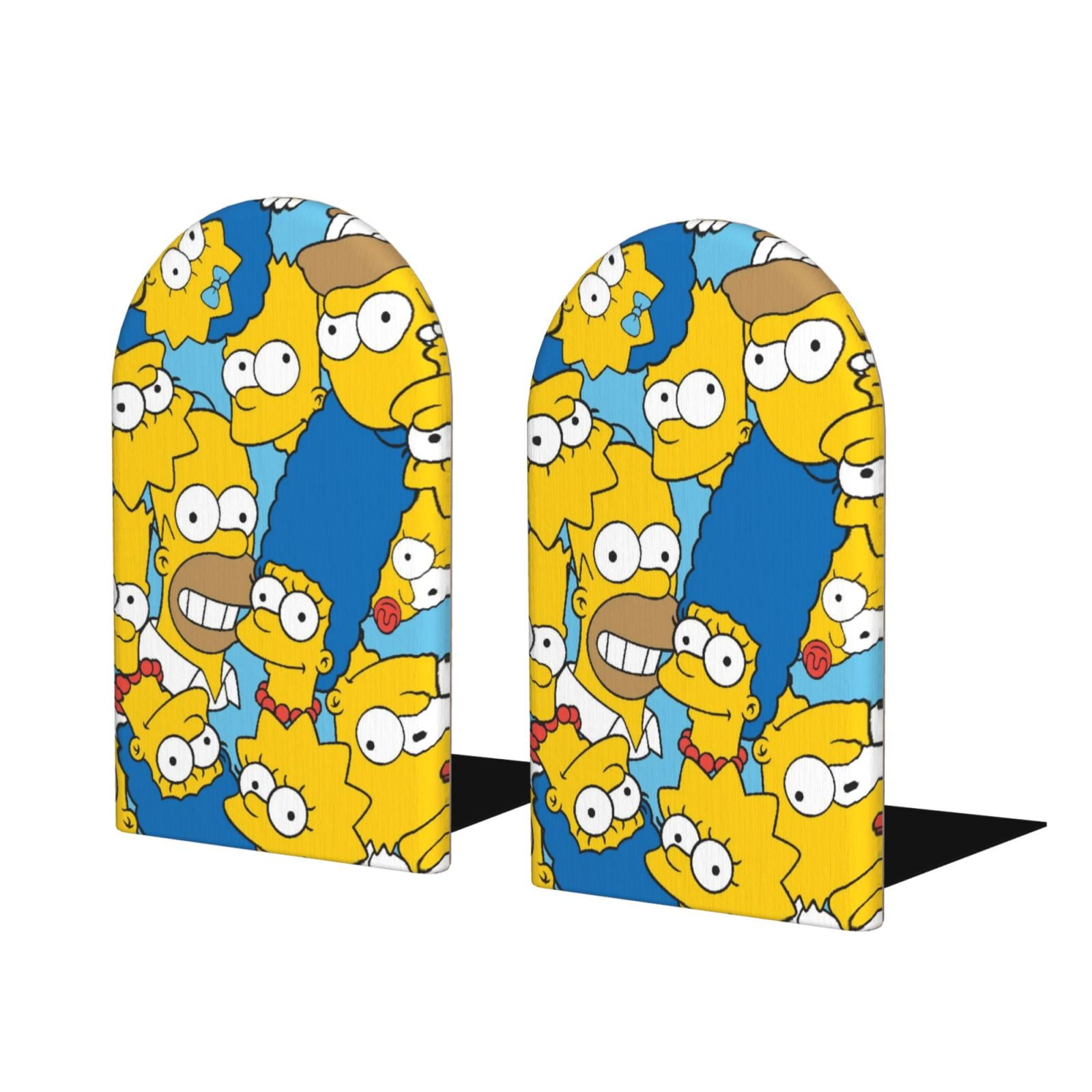 The Simpsons Head Bookends Wood Book Divider Shelves Non-Skid Book ...