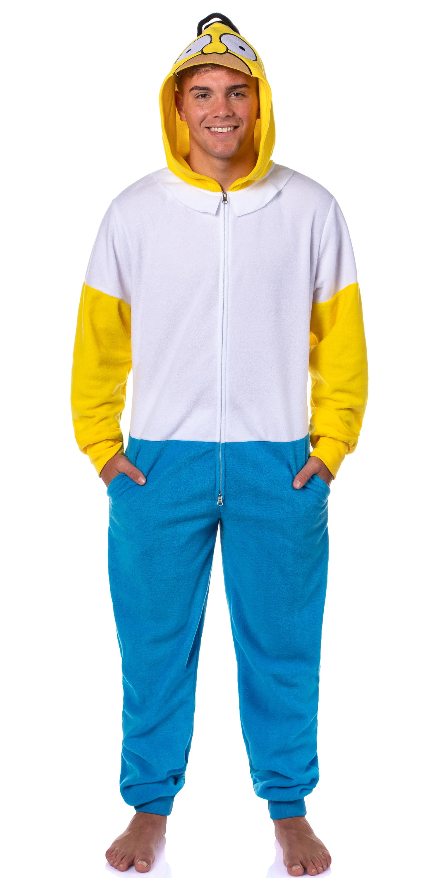 The Simpsons Hooded Union Suit | Men's Homer Simpson Adult One Piece ...