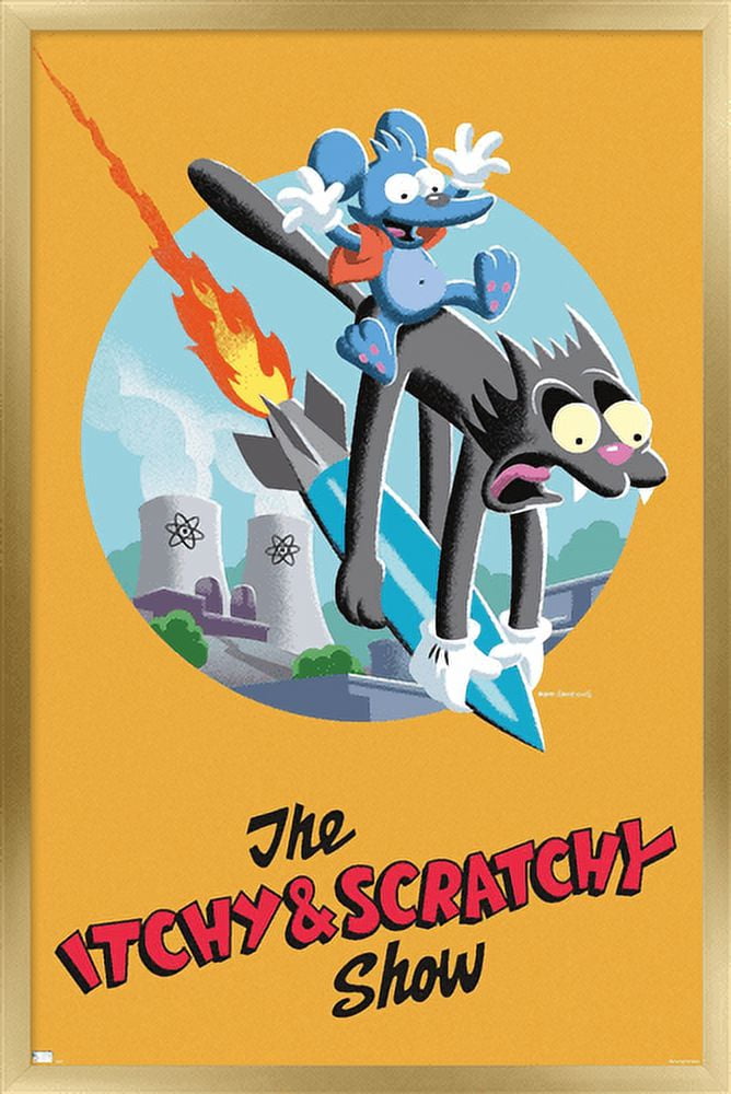 The Simpsons - Itchy and Scratchy Wall Poster, 22.375" x 34", Framed ...