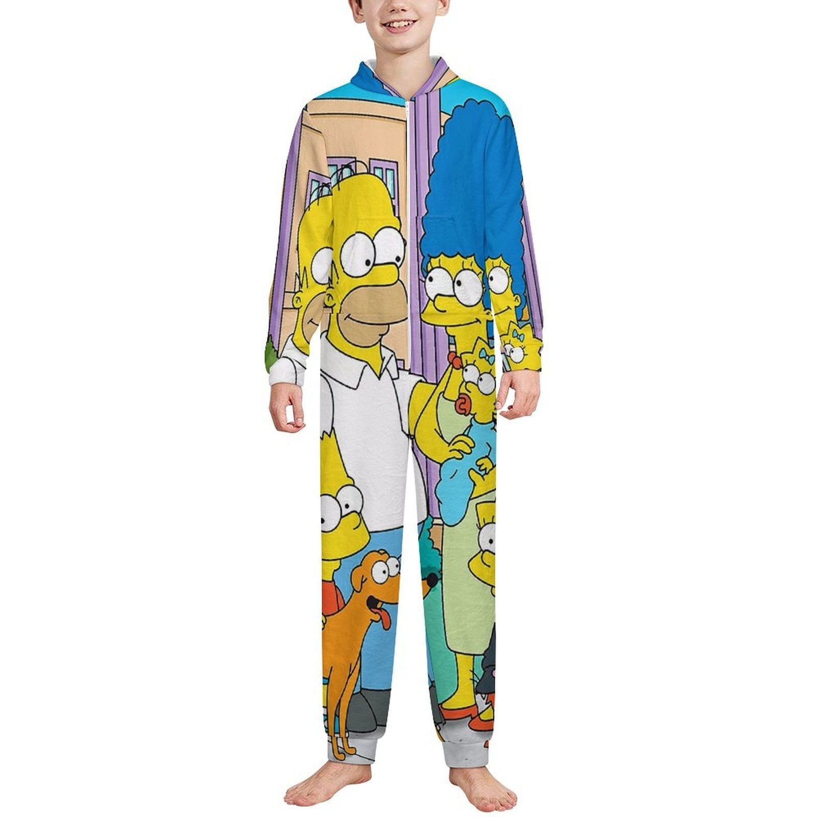 The Simpsons Kids Hooded Union Suit Pajama Onesie Blanket Sleeper for ...