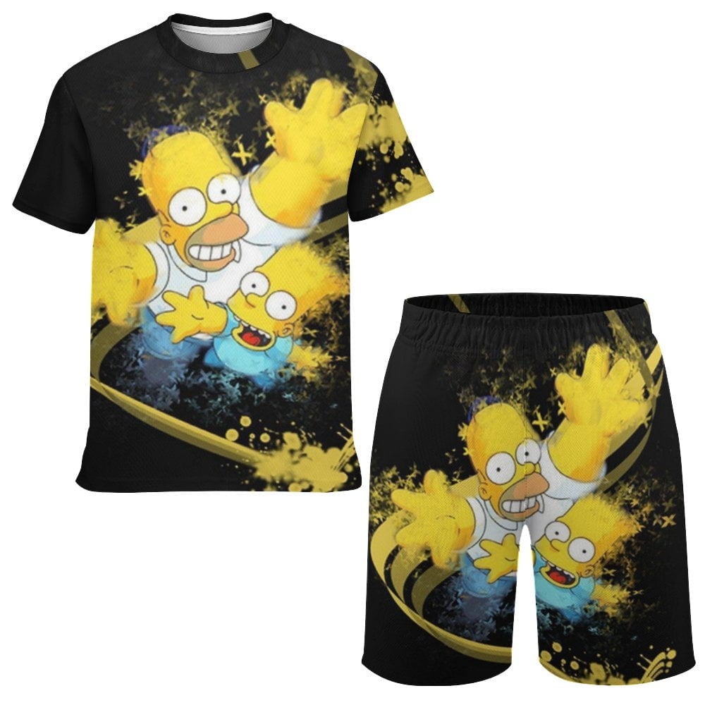 The Simpsons Kids Short Sleeve T-Shirt And Shorts Outfit Set Athletic ...
