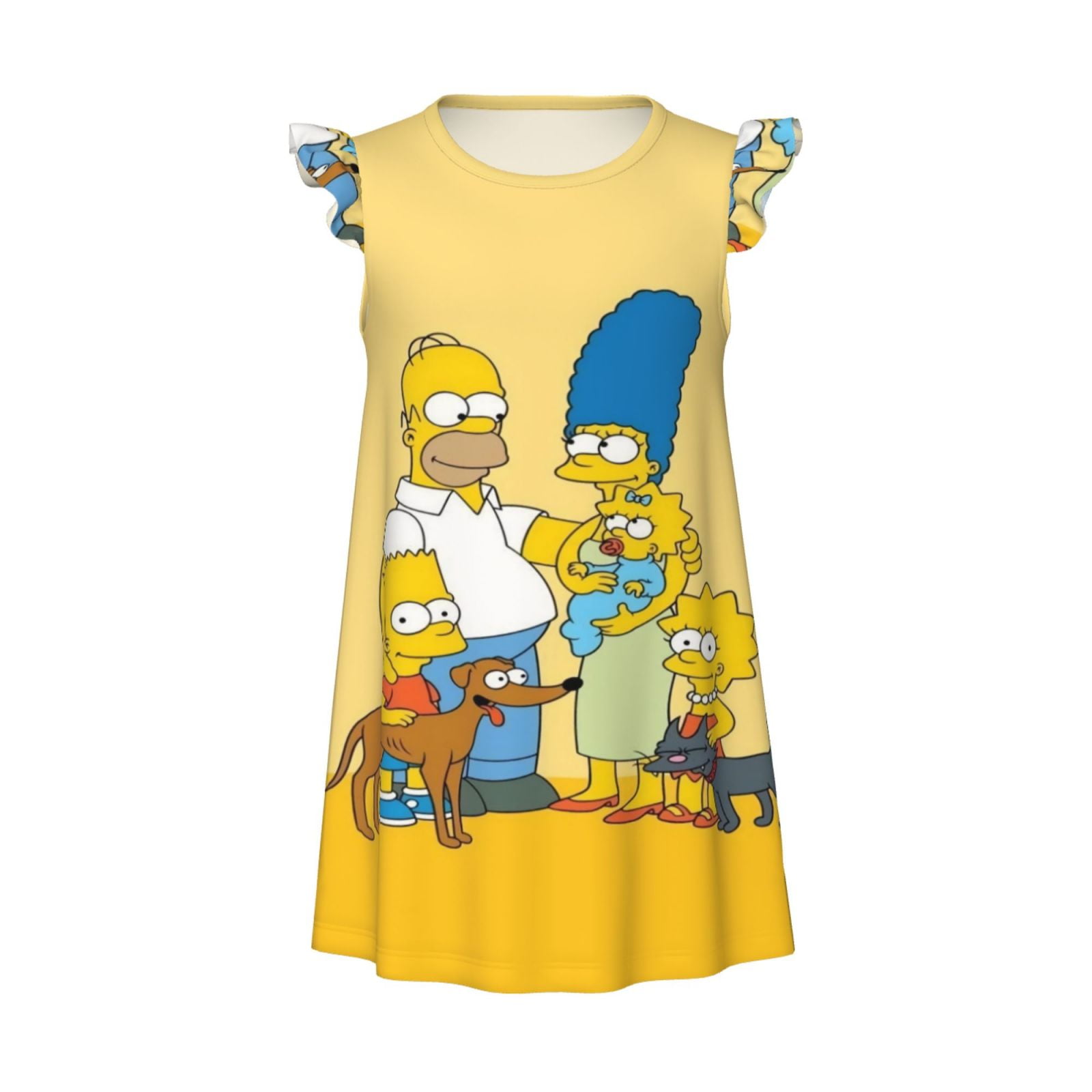 The Simpsons Little Girls Nightgowns Soft Flutter Sleeve Night Dress ...