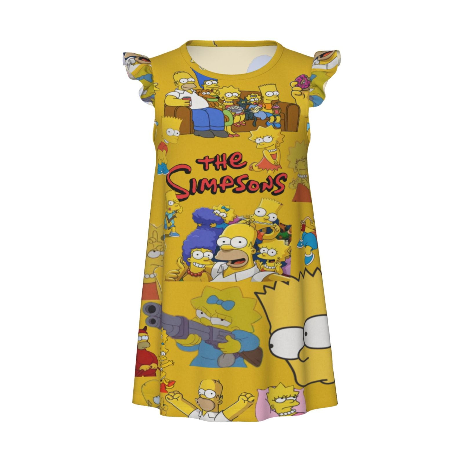 The Simpsons Little Girls Nightgowns Soft Flutter Sleeve Night Dress ...