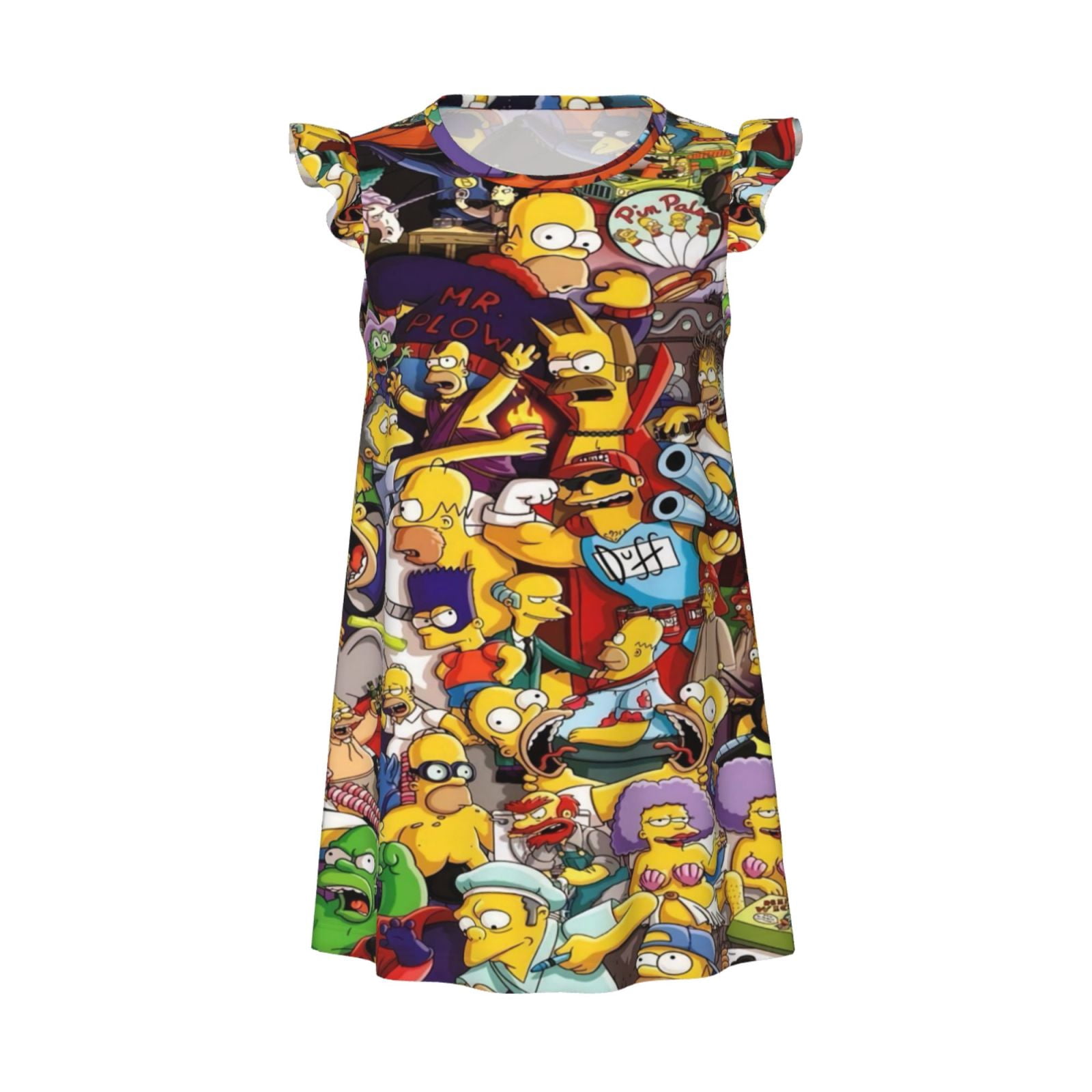 The Simpsons Little Girls Nightgowns Soft Flutter Sleeve Night Dress ...