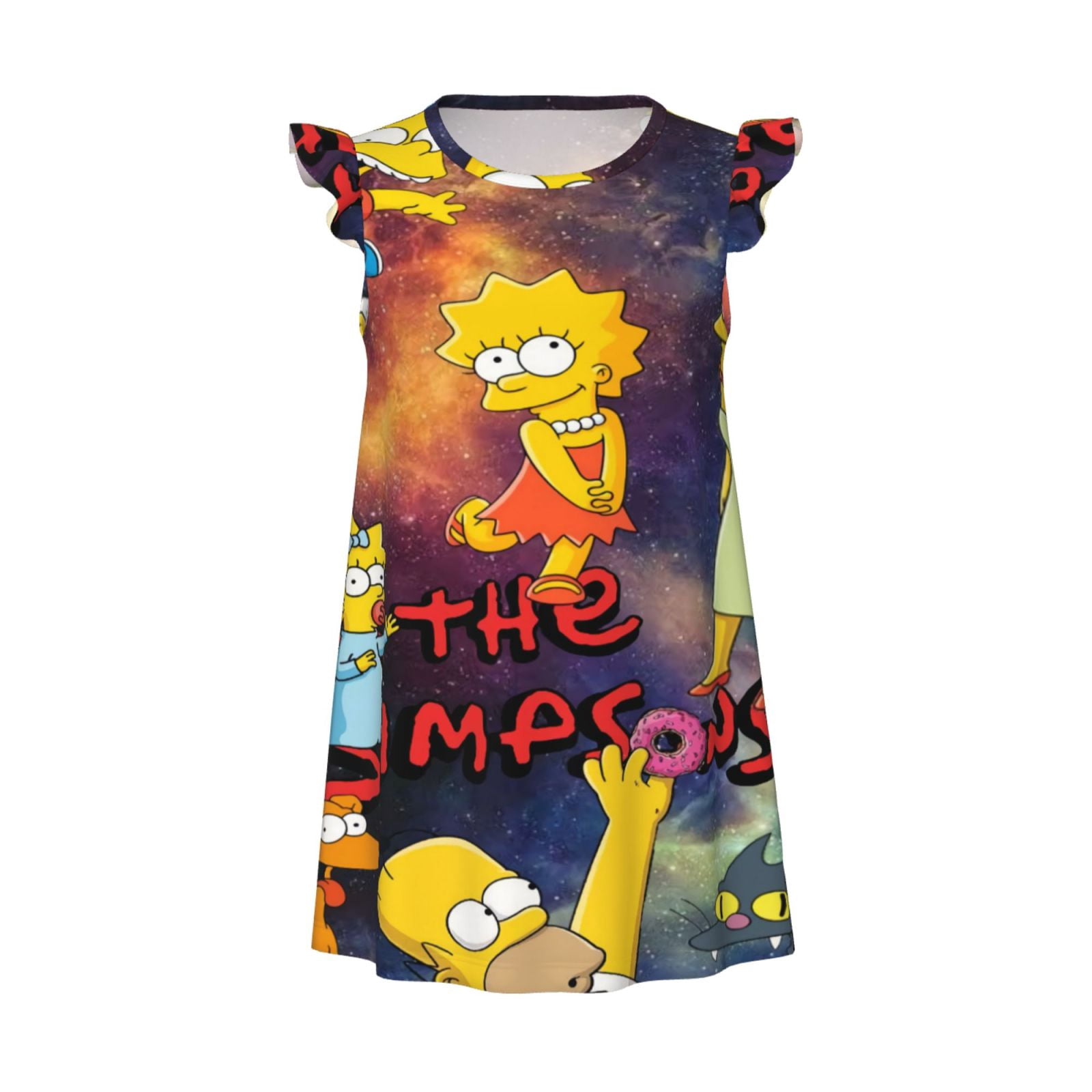 The Simpsons Little Girls Nightgowns Soft Flutter Sleeve Night Dress ...
