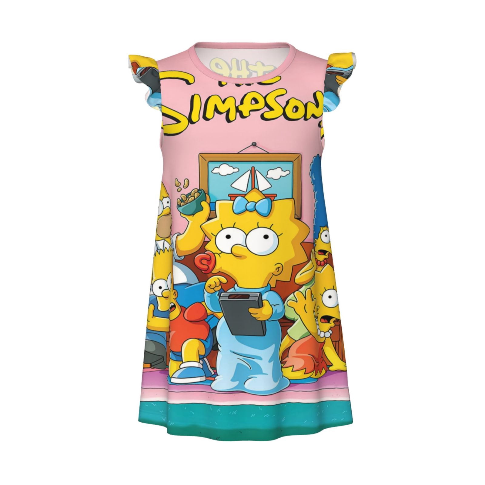 The Simpsons Little Girls Nightgowns Soft Flutter Sleeve Night Dress ...