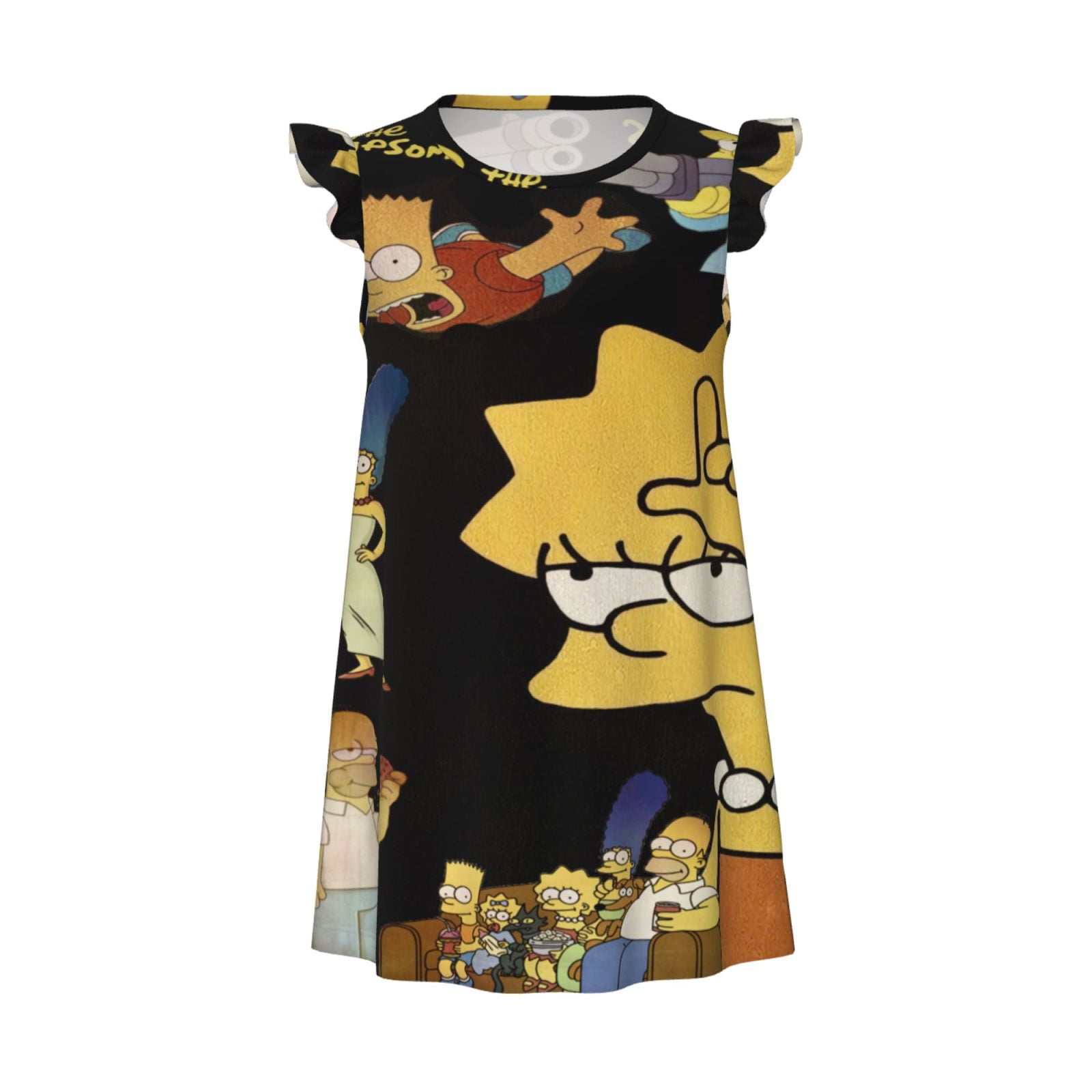 The Simpsons Little Girls Nightgowns Soft Flutter Sleeve Night Dress ...