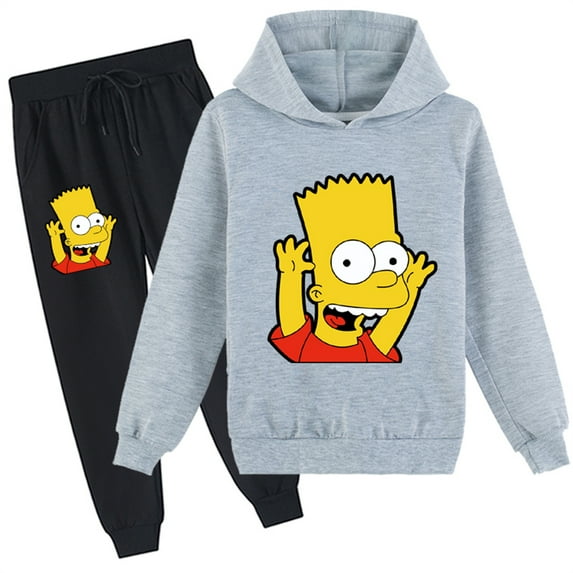 The Simpsons Long Sleeve Hoodie with Sweatpants Set Casual Pullover ...