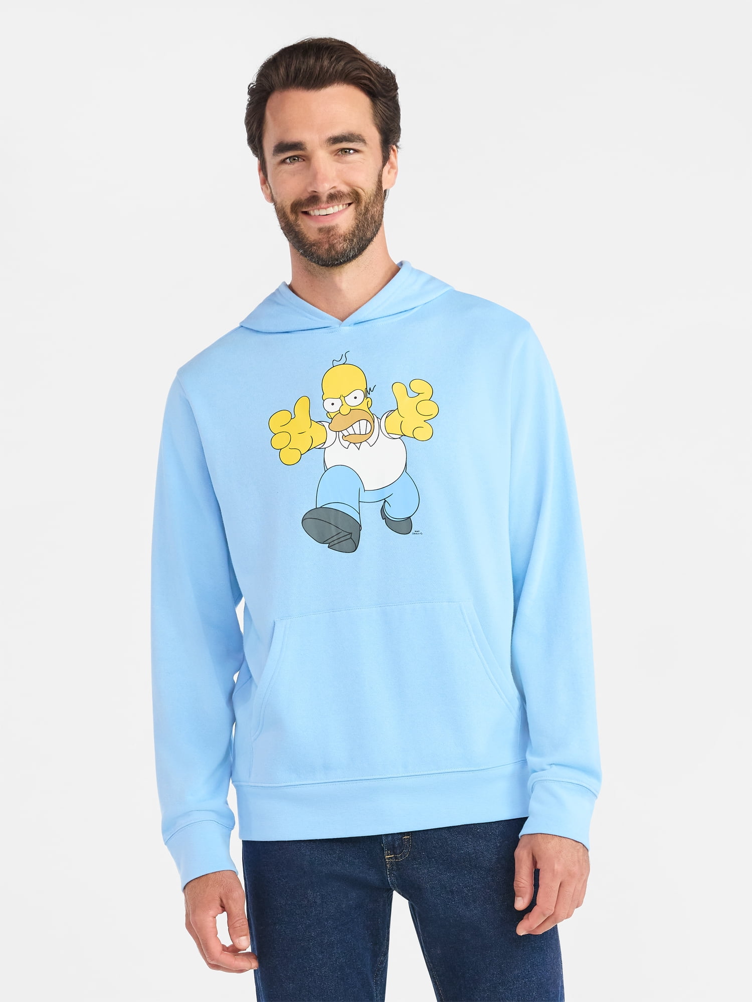 The Simpsons Men's and Big Men's Homer Graphic Hoodie with Long Sleeves ...