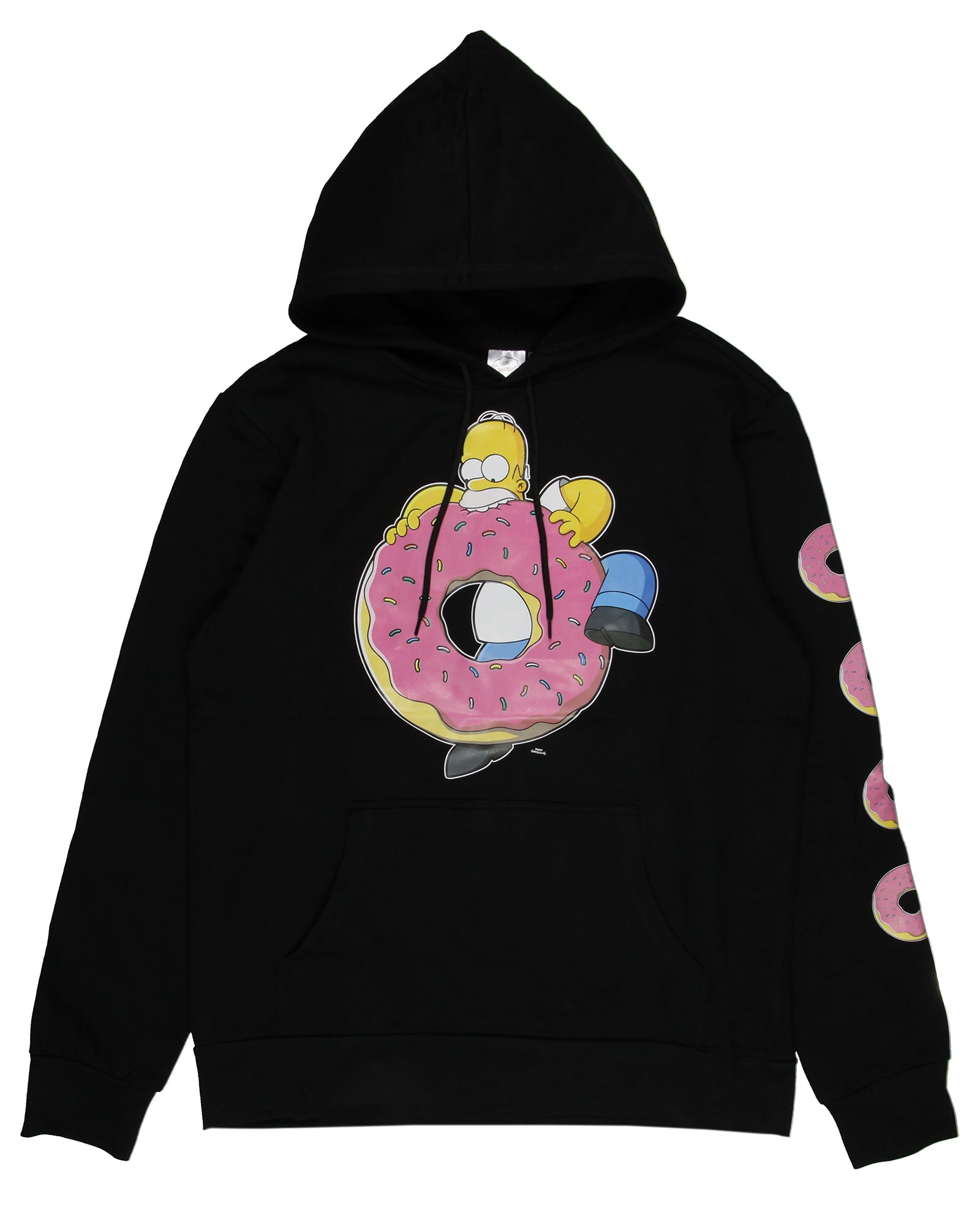 The Simpsons Men's Hoodie Homer Eating Giant Pink Sprinkle Donut Adult ...