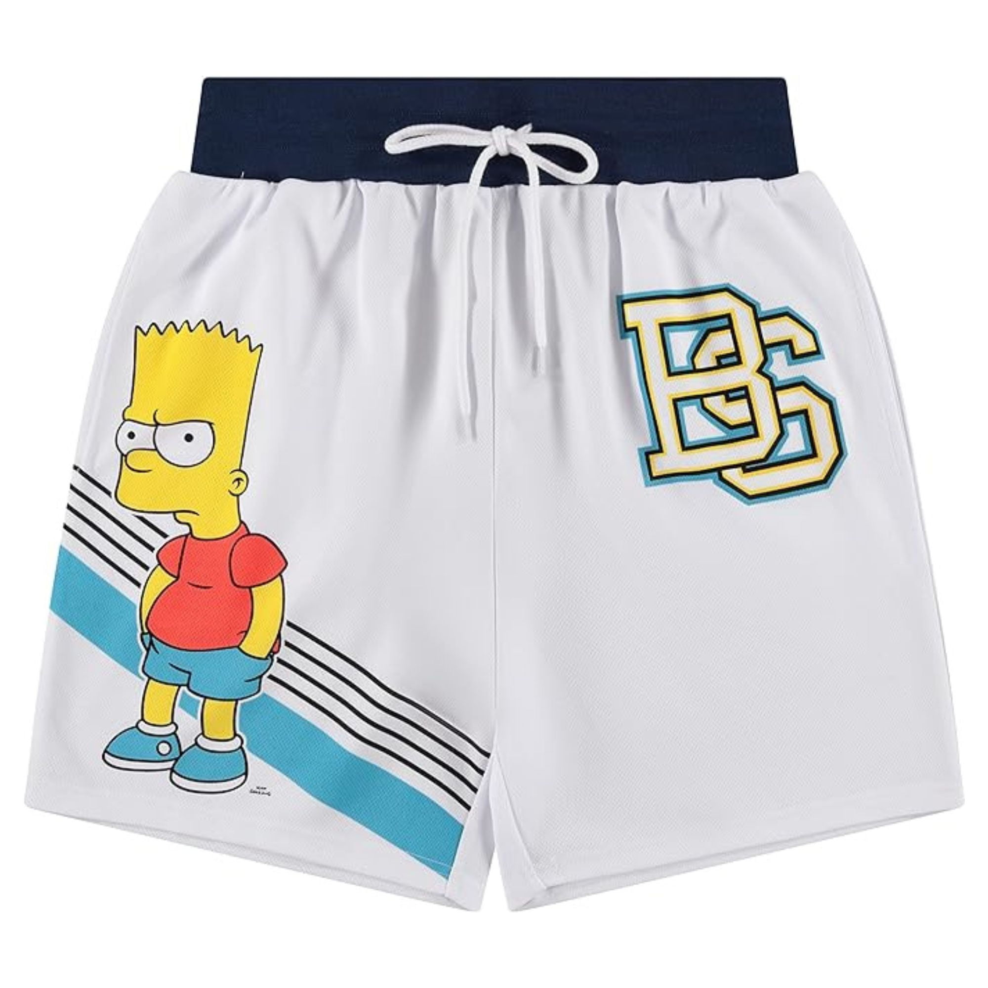 The Simpsons Men's Basketball Shorts, Classic Printed Mesh Bart Simpson ...