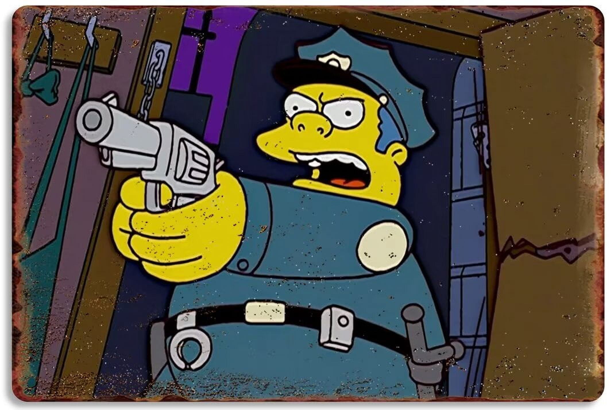 The Simpsons Metal Plaque Poster Clancy Wiggum And Homer Simpson Are ...