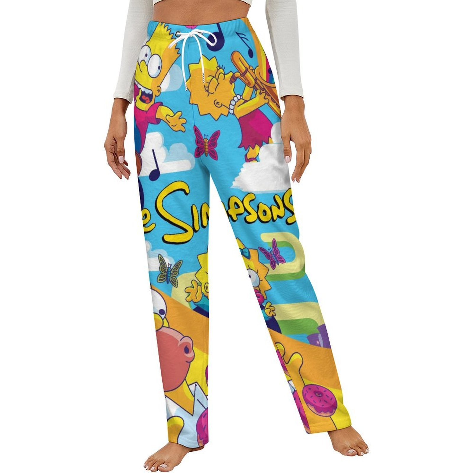 The Simpsons Movie Flannel Women's Pajama Pants Bottoms Sleepwear Home ...