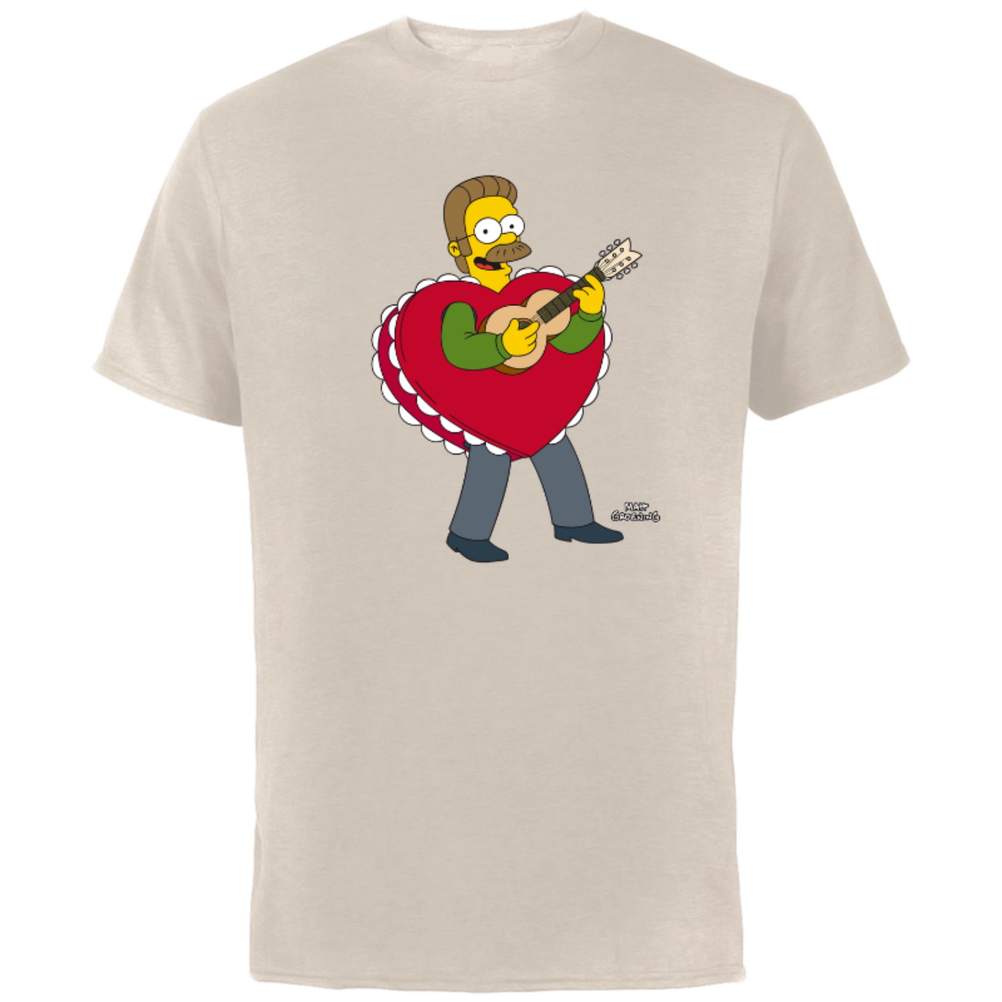 The Simpsons Ned Flanders Singing Heart - Short Sleeve Cotton T-Shirt ...