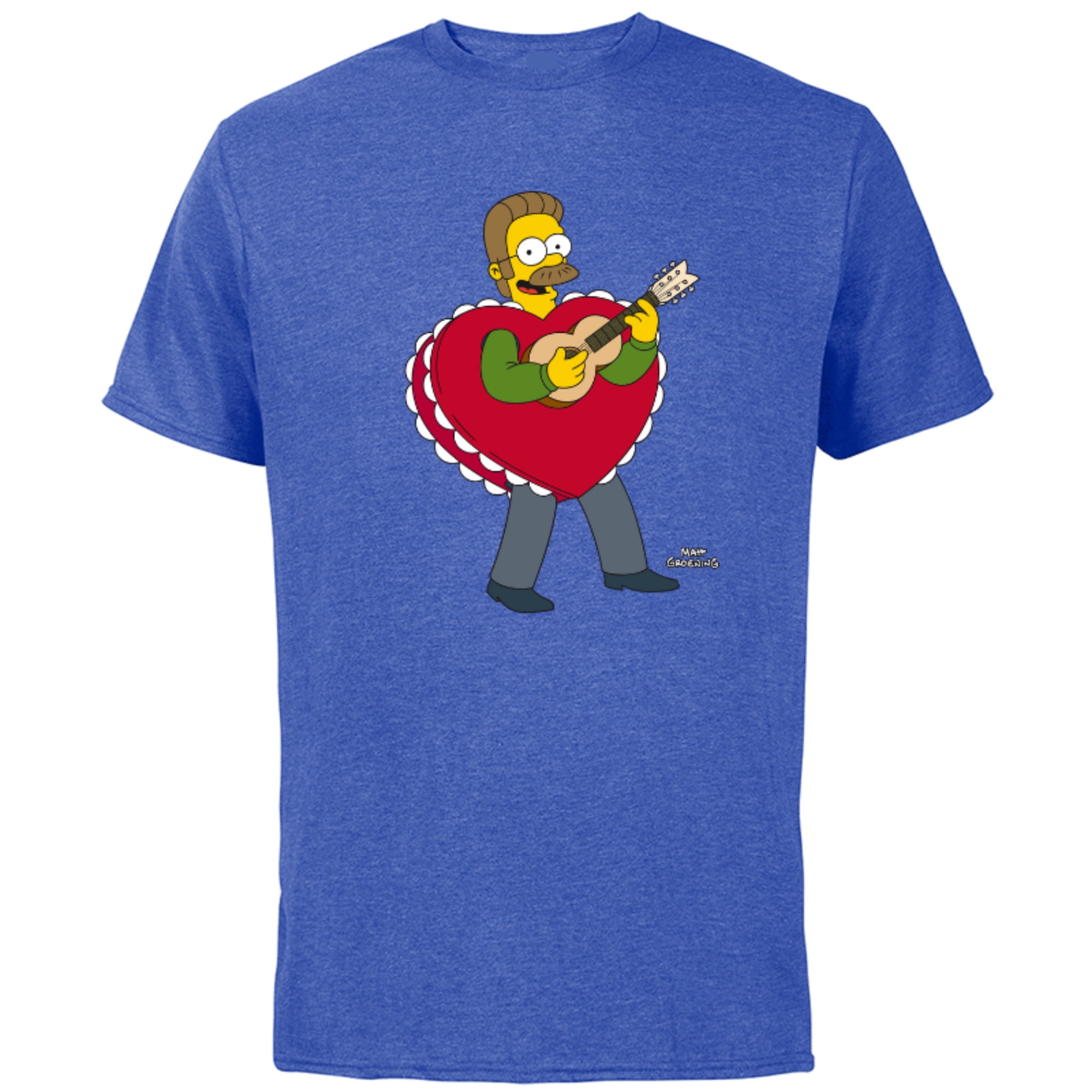 The Simpsons Ned Flanders Singing Heart - Short Sleeve Cotton T-Shirt ...