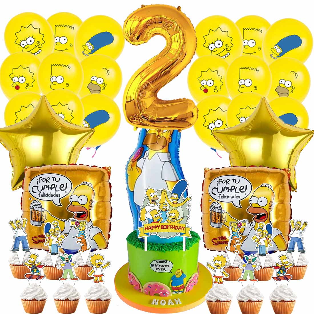 The Simpsons Party Supplies 2nd Decor Kit Balloons Birthday Cake Topper ...