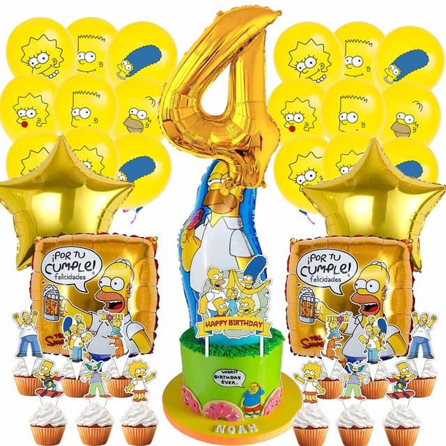The Simpsons Party Supplies 4th Decor Kit Balloons Birthday Cake Topper ...