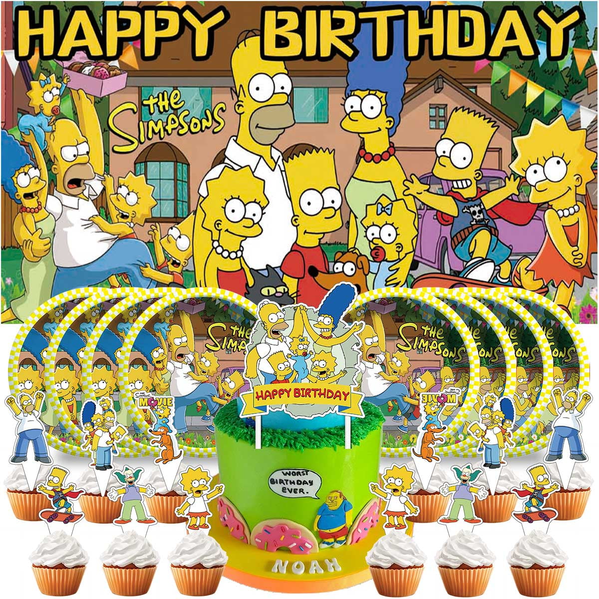 The Simpsons Party Supplies Decor Decorations Plates Backdrop ...