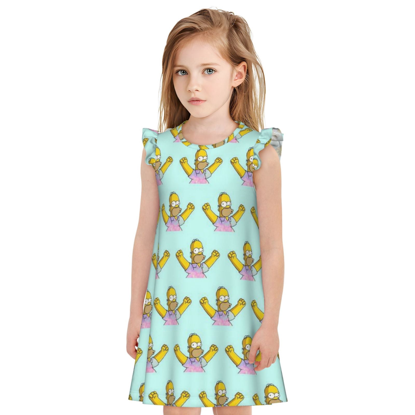 The Simpsons Pattern Girl's Nightgowns Pajamas Dress Soft Children ...